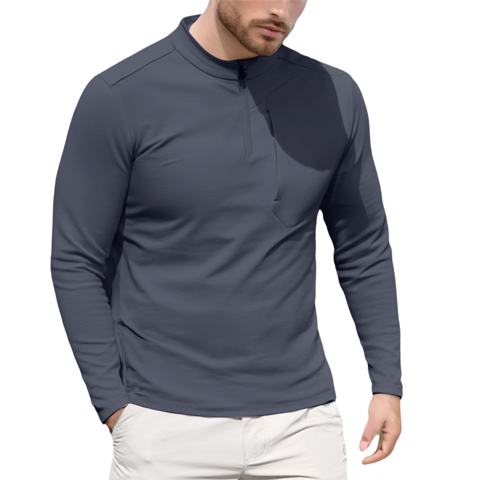 cui Clearance,Men's Quarter Zip Oversized V-Neck T Shirts Long Sleeve ...