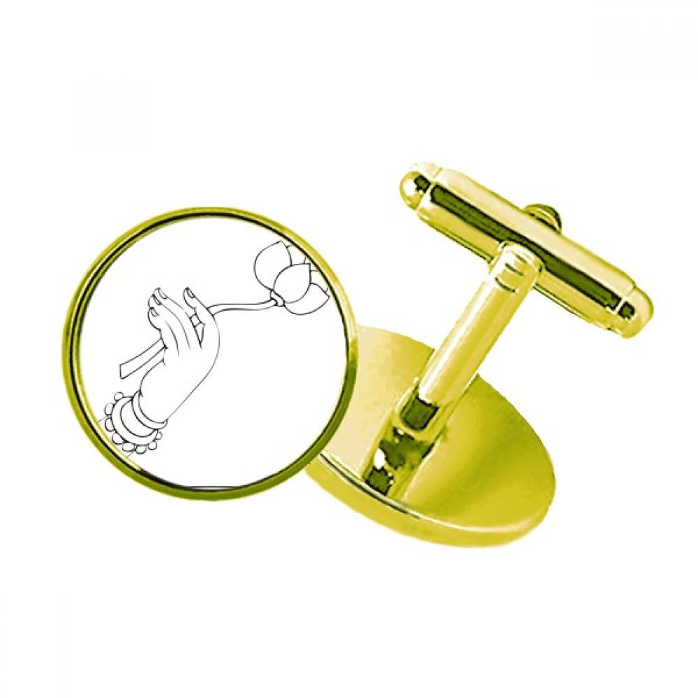 culture lotus hand line drawing pattern studded business metal ...