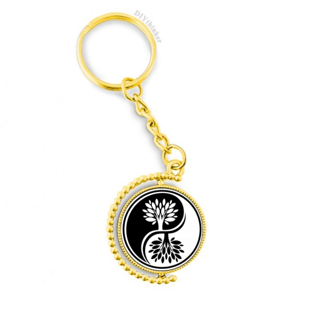 culture white yin-yang round metal connector key chain accessory en ...