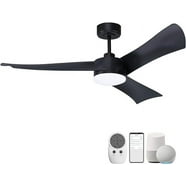 Smart Ceiling Fans with Lights,52 Inch Low Profile Black Ceiling Fan ...