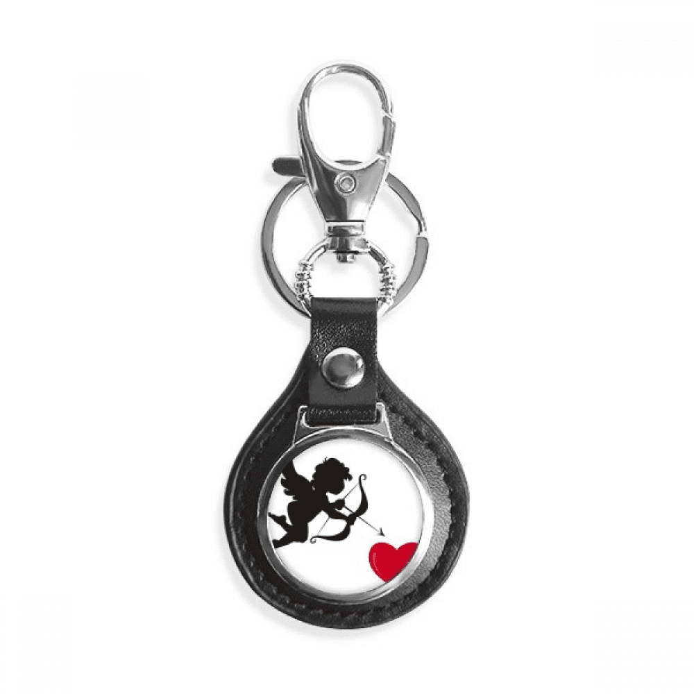cupid angel red heart pattern key link chain keyholder finder hook ...