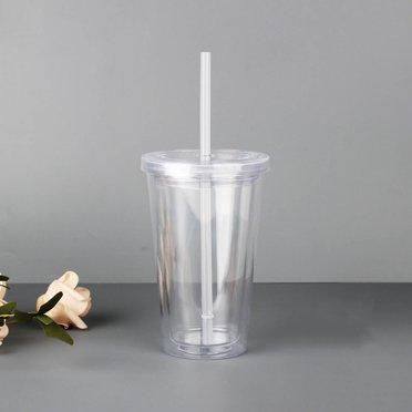 Casewin Clear Insulated Tumblers, Plastic Tumbler Cups, Double Wall ...