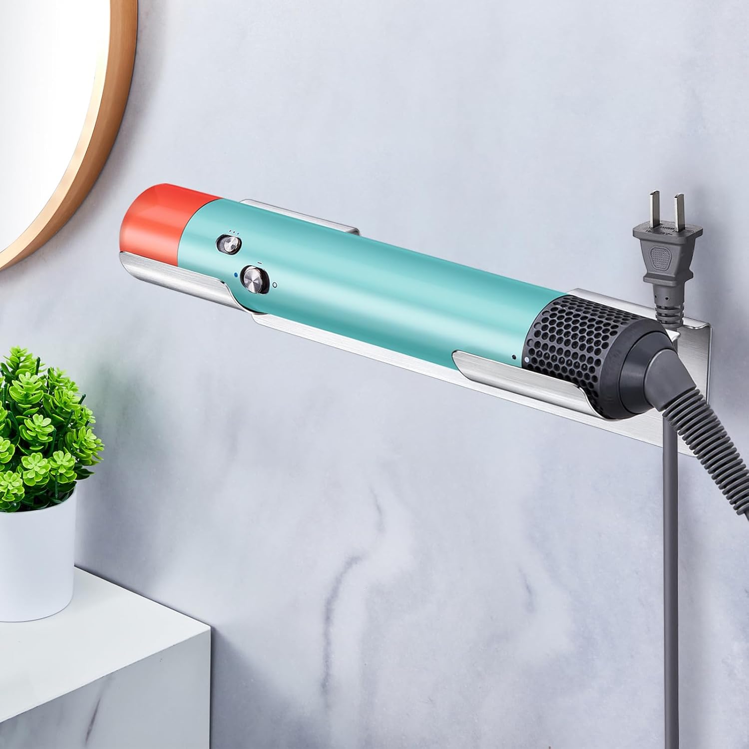 curling iron holder wall mount, stainless steel hair tool organizer ...