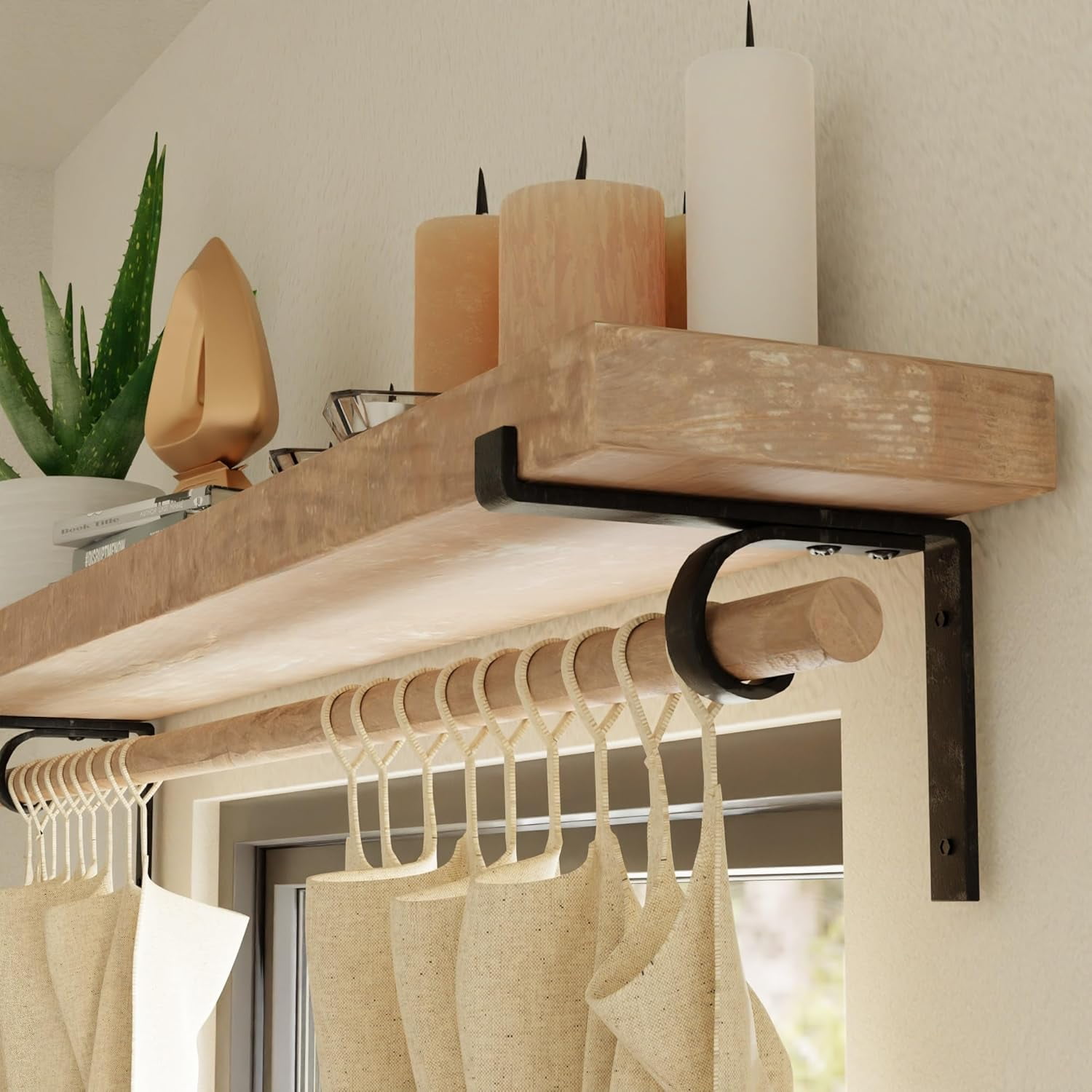 curtain rod shelf brackets handmade - heavy duty above window bracket ...
