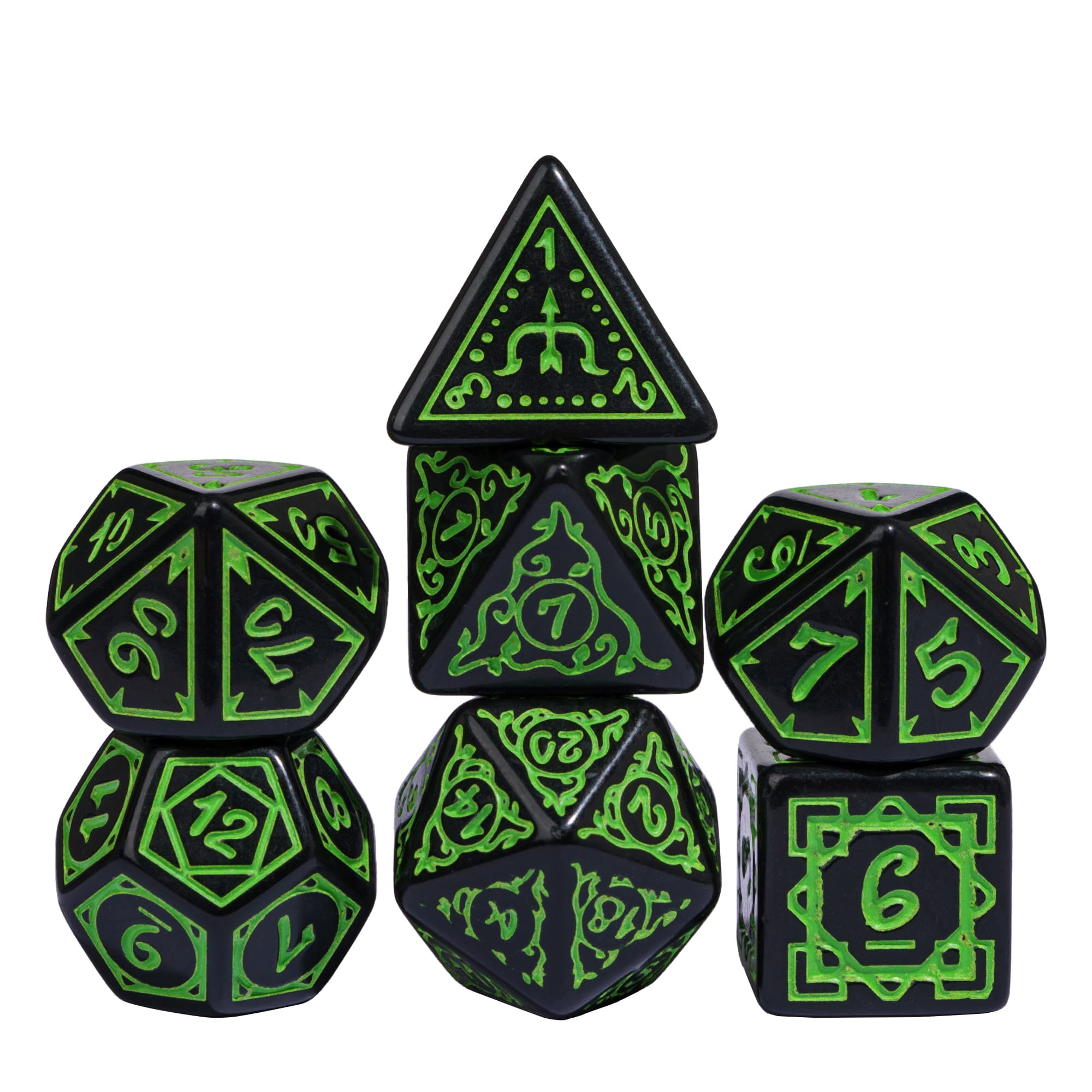 cusdie 7-Die Acrylic DND Dice, Druid Polyhedral Dice Set for Role ...