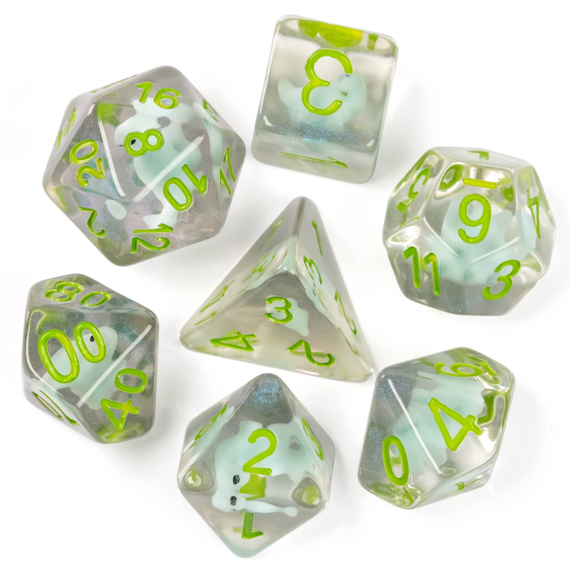 cusdie 7-Die DND Dice, Polyhedral Dice Set Filled with Dinosaur for ...