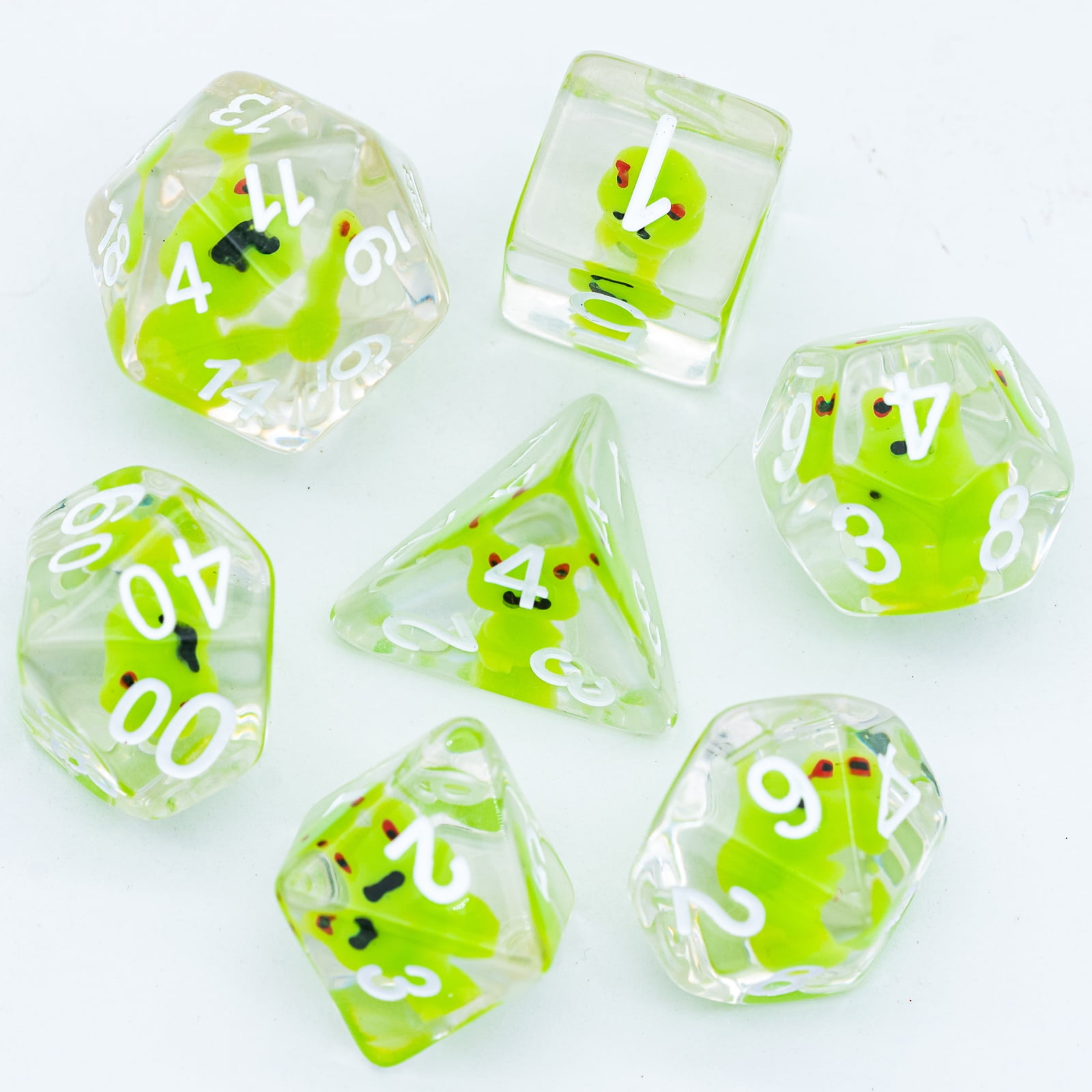 cusdie 7-Die DND Dice, Polyhedral Dice Set Filled with Frog for Role ...