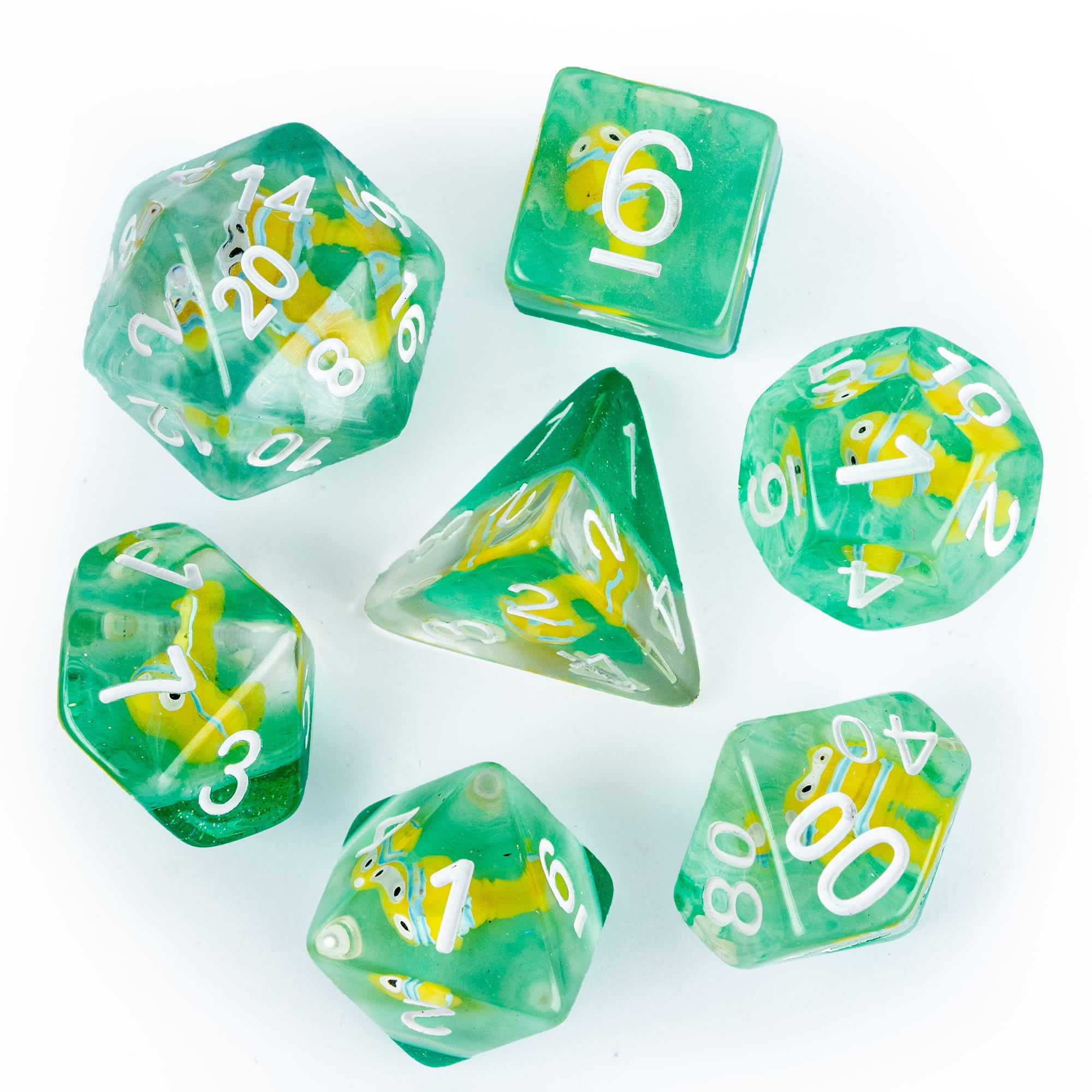 cusdie 7-Die DND Dice, Polyhedral Dice Set Filled with Goldfish for ...