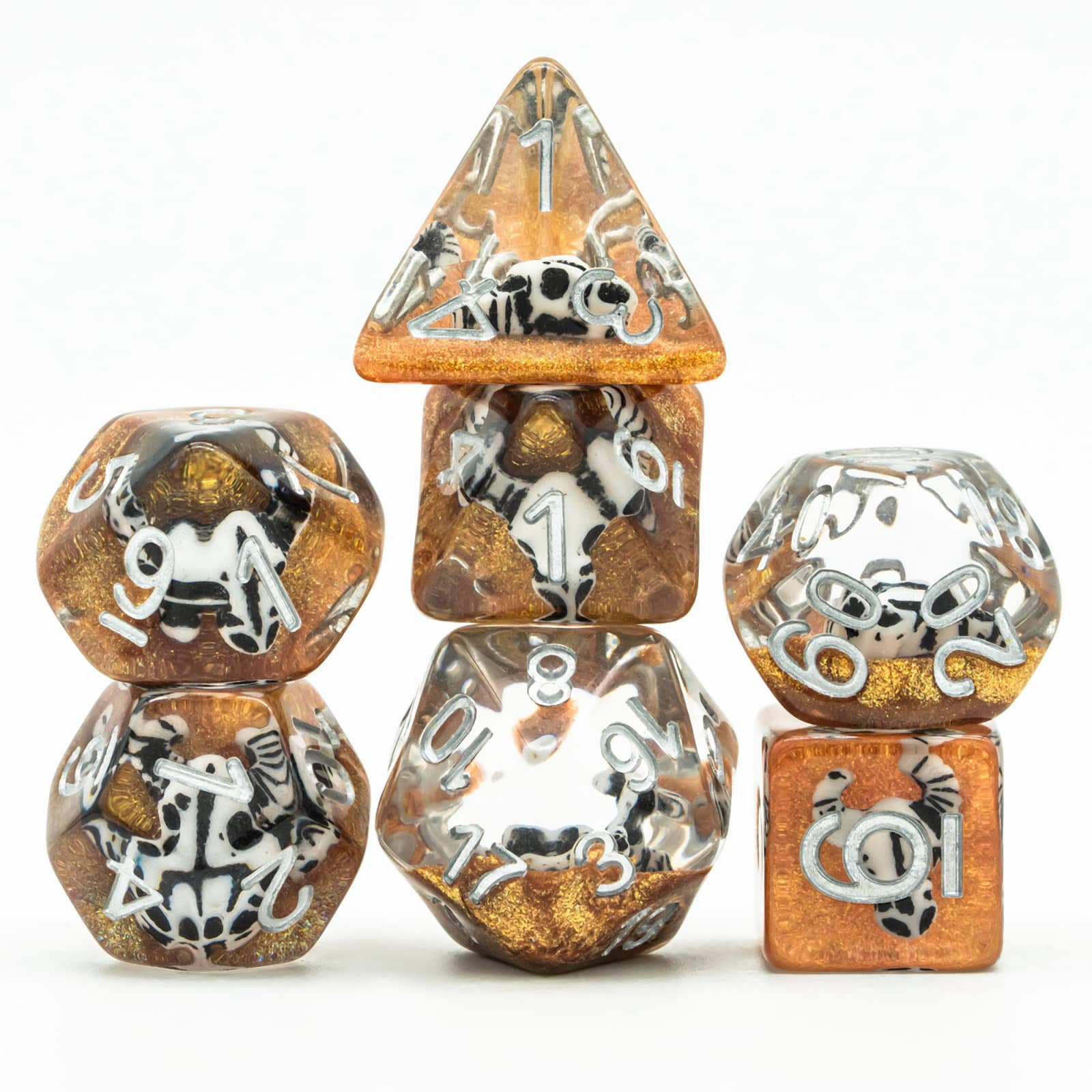 cusdie 7-Die DND Dice, Polyhedral Dice Set Filled with Ox Skull for ...