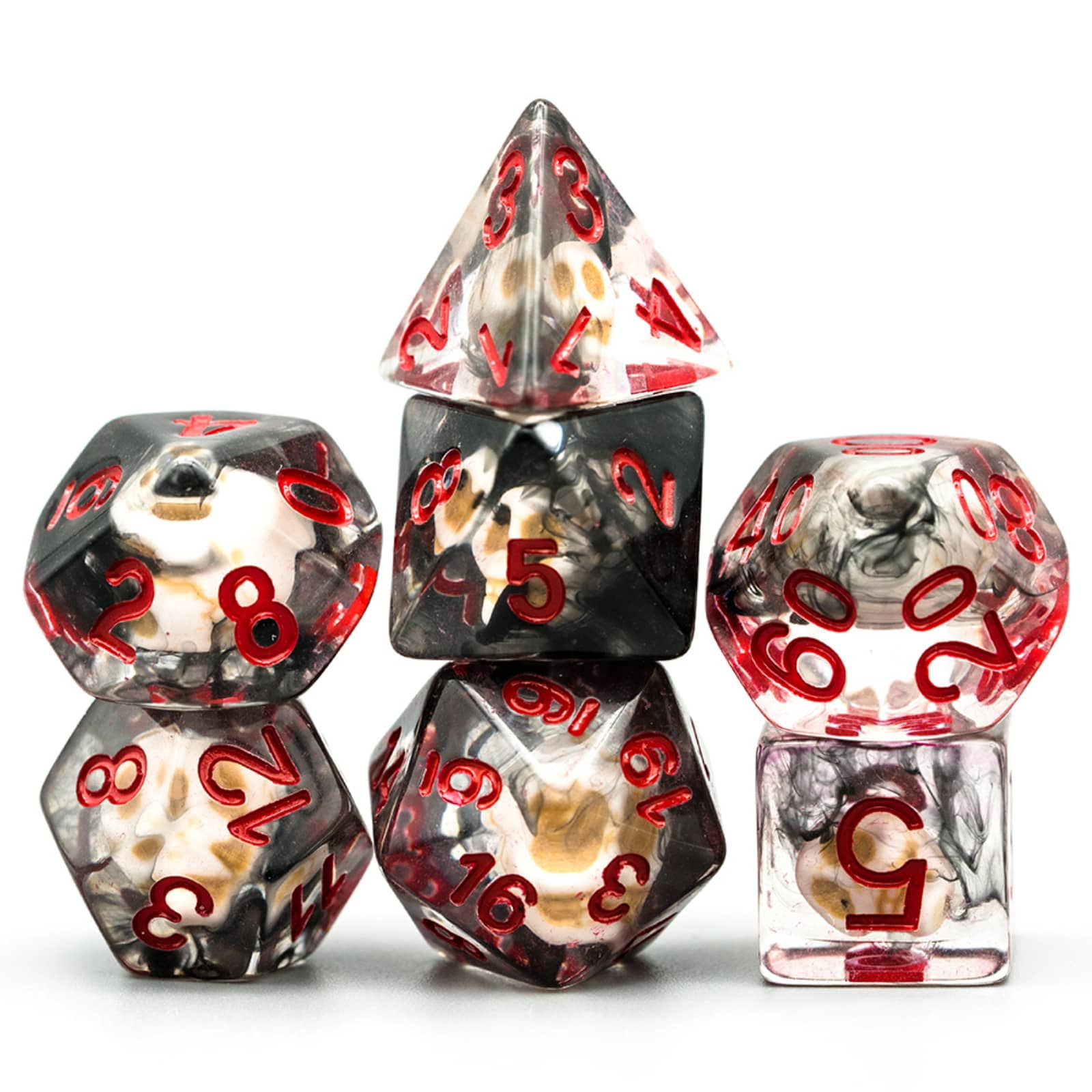 cusdie 7-Die DND Dice, Polyhedral Dice Set Filled with Skull for Role ...
