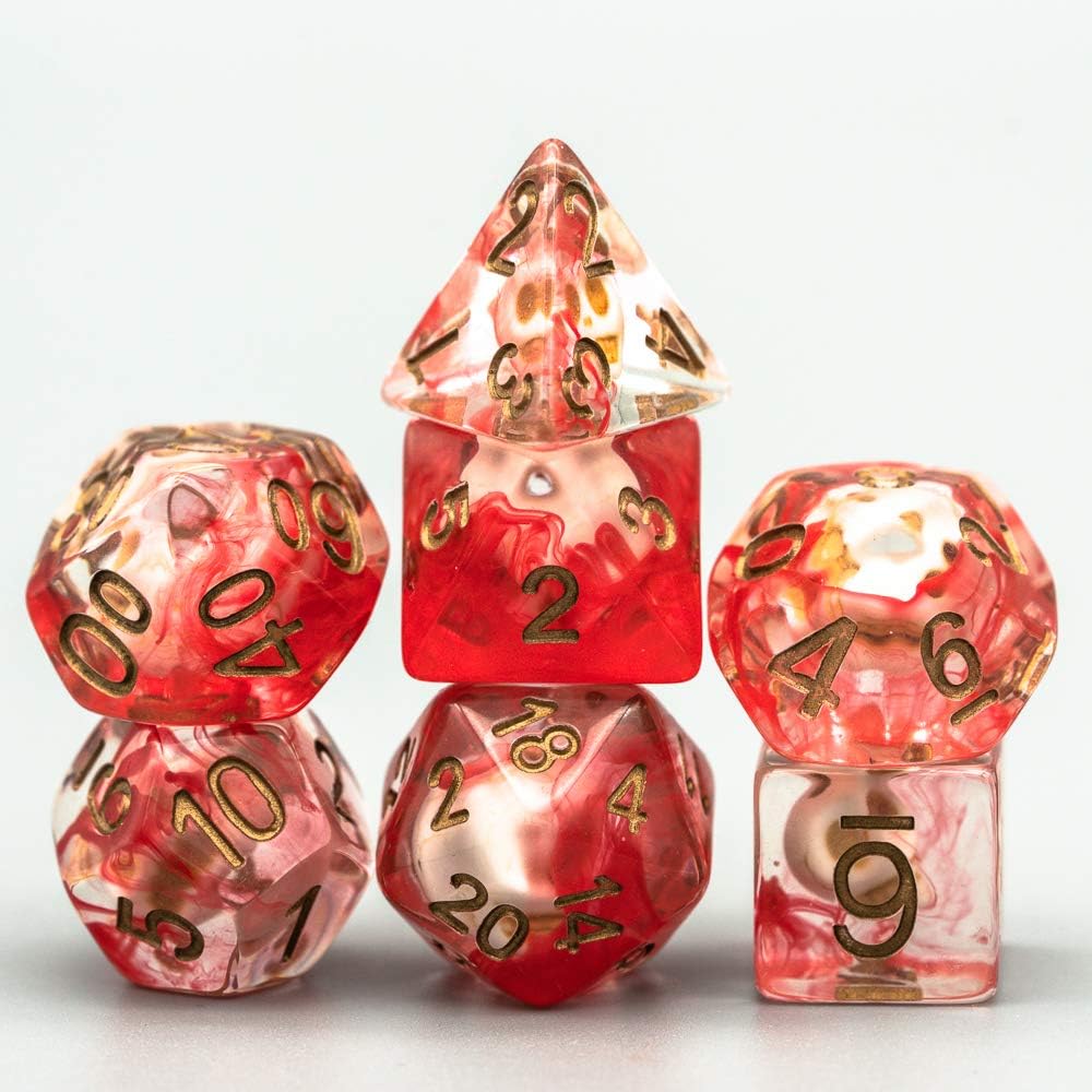 cusdie 7-Die DND Dice, Polyhedral Dice Set Filled with Skull for Role ...