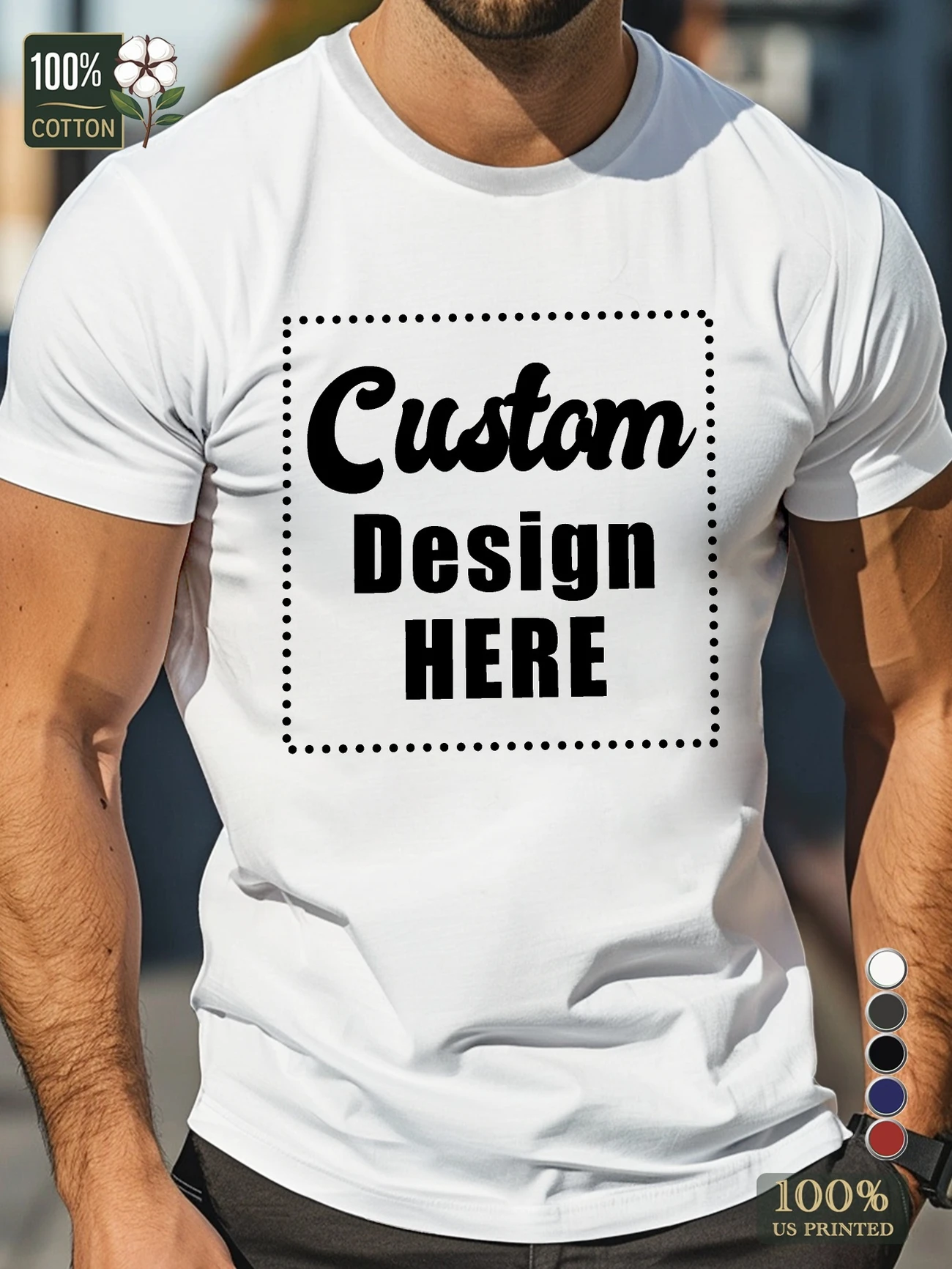 custom fully customizable men's t-shirt add your personalized image printed on the front with ...