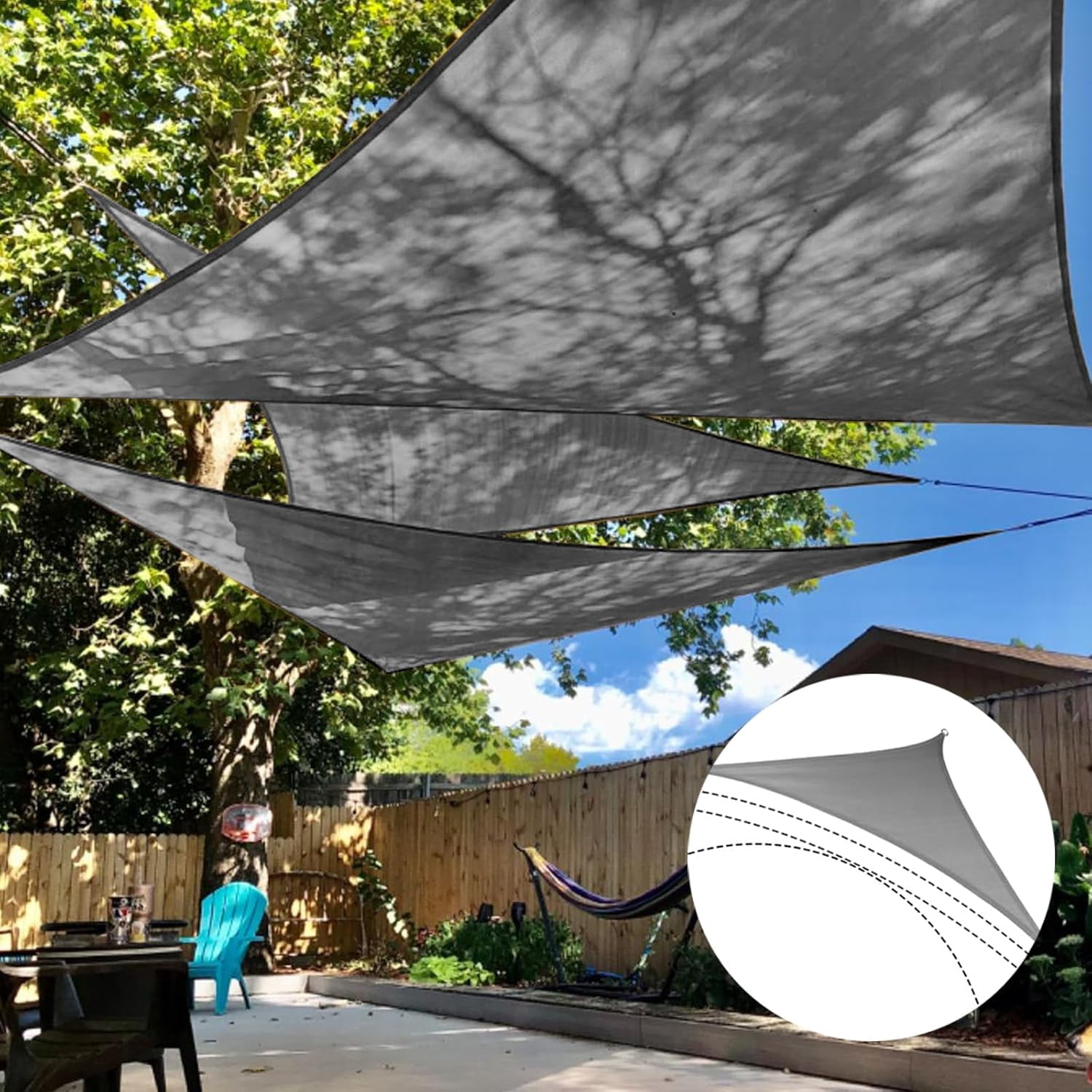 **custom size sun shade sail 17'x17'x24' dark grey triangle canopy ...
