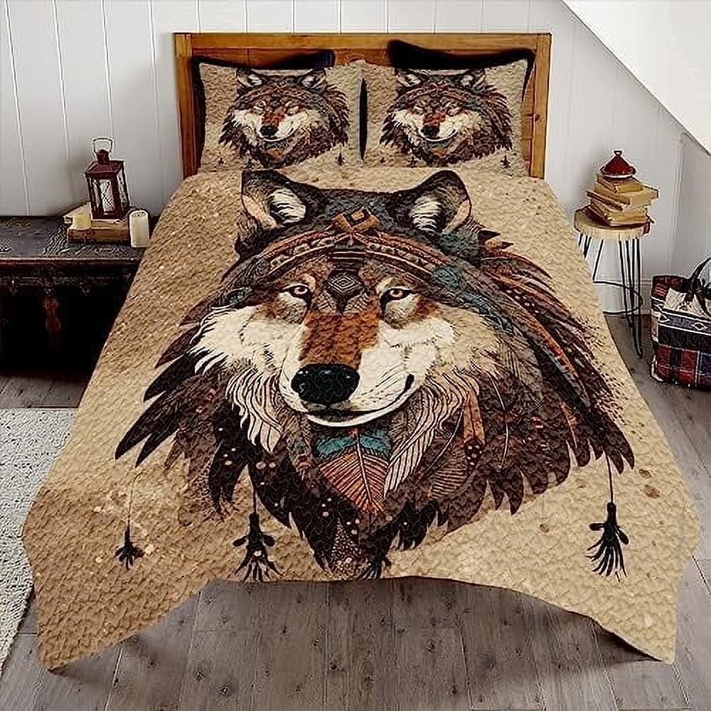 customized wolf quilt sets - wolf quilt queen native comforter set ...