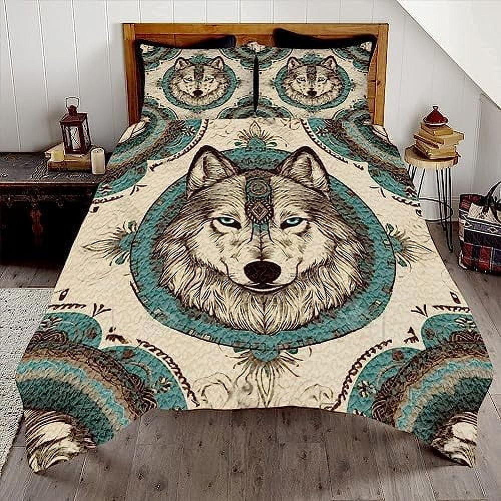 customized wolf quilts - wolf quilt pattern blue eyes wolf quilt native ...