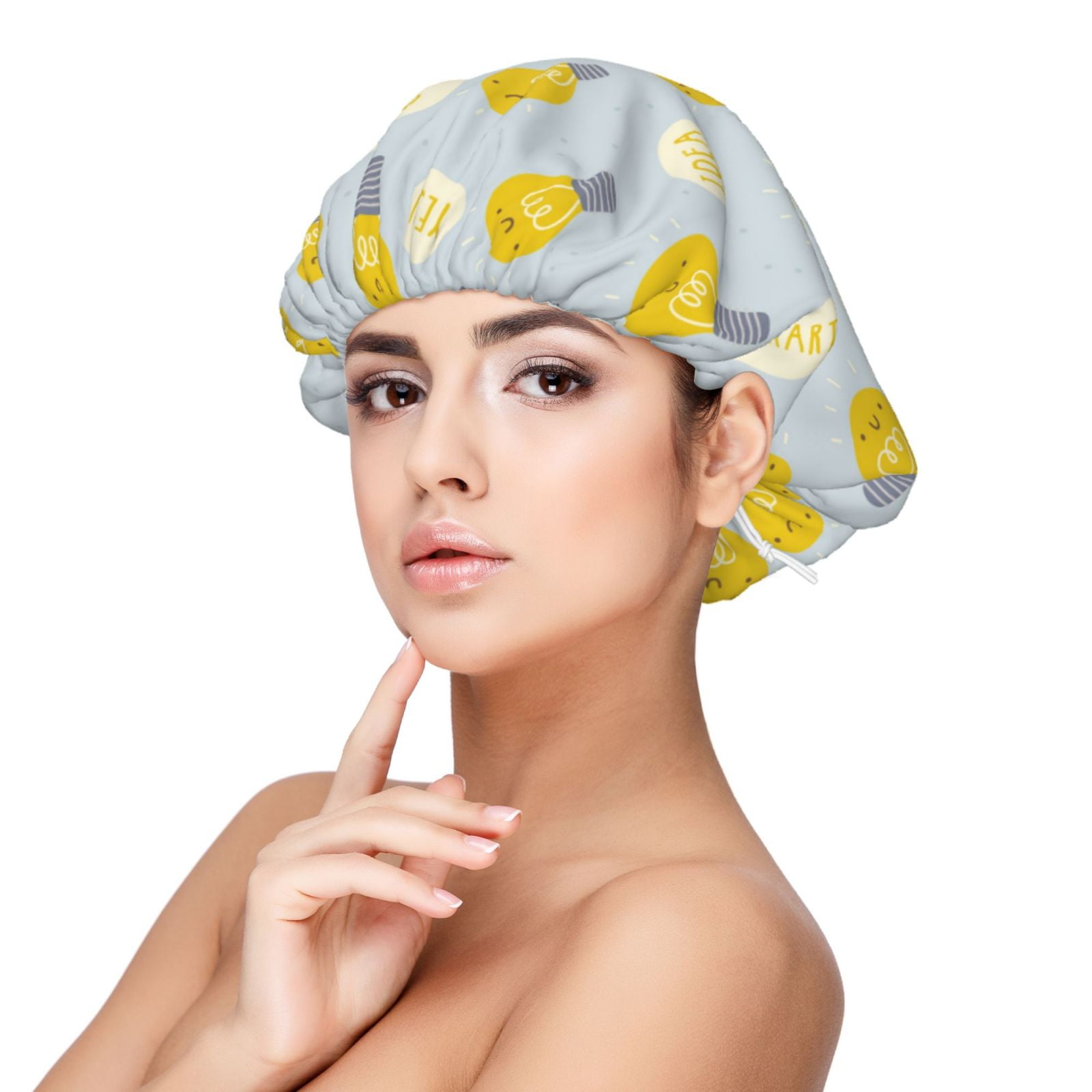 cute Light Bulb Pattern Silk Bonnet for Sleeping Women Men, Adjustable ...