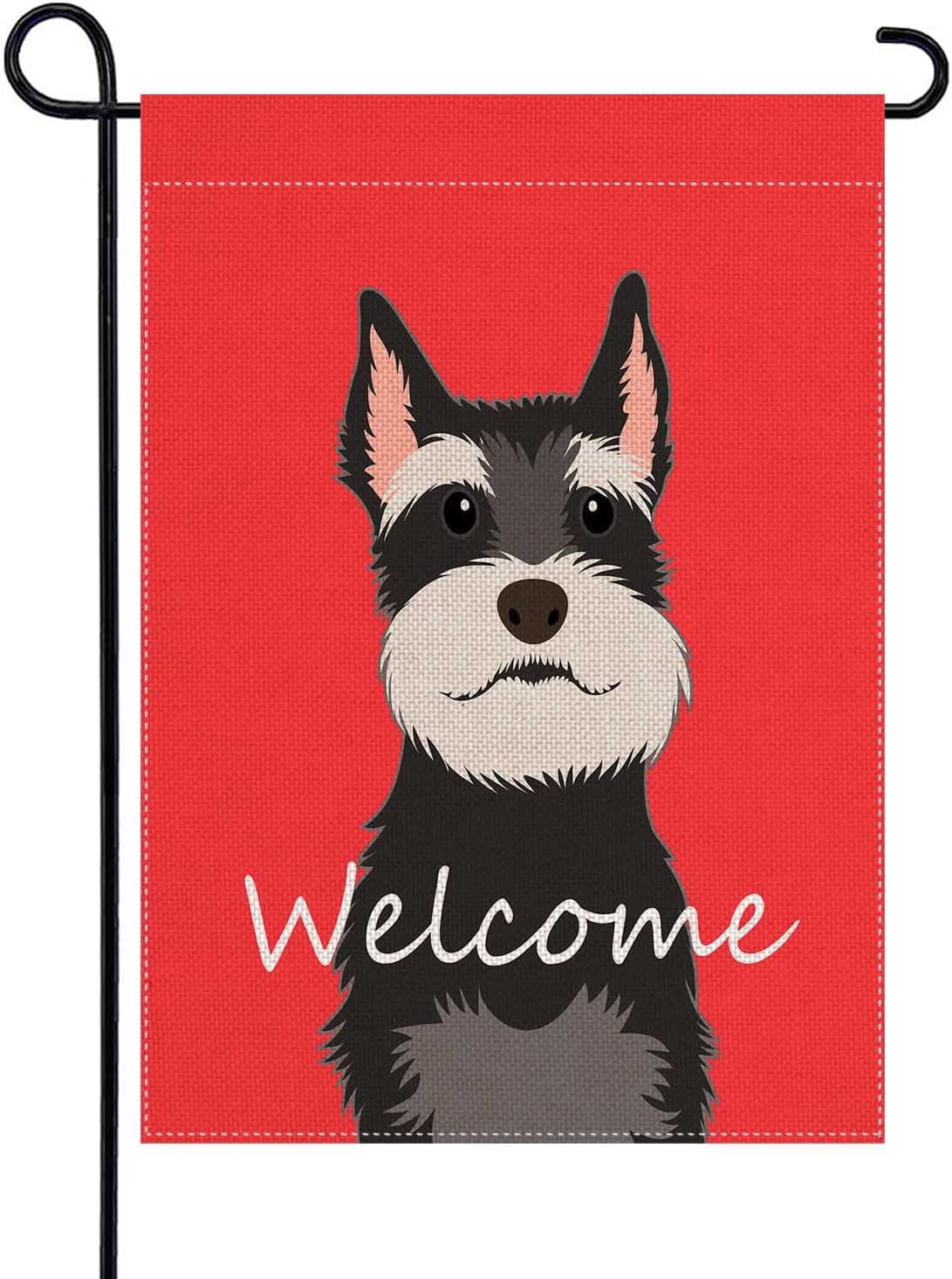 cute Schnauzer Dog Burlap Garden Flags 12x18 Inch Double Sided welcome ...