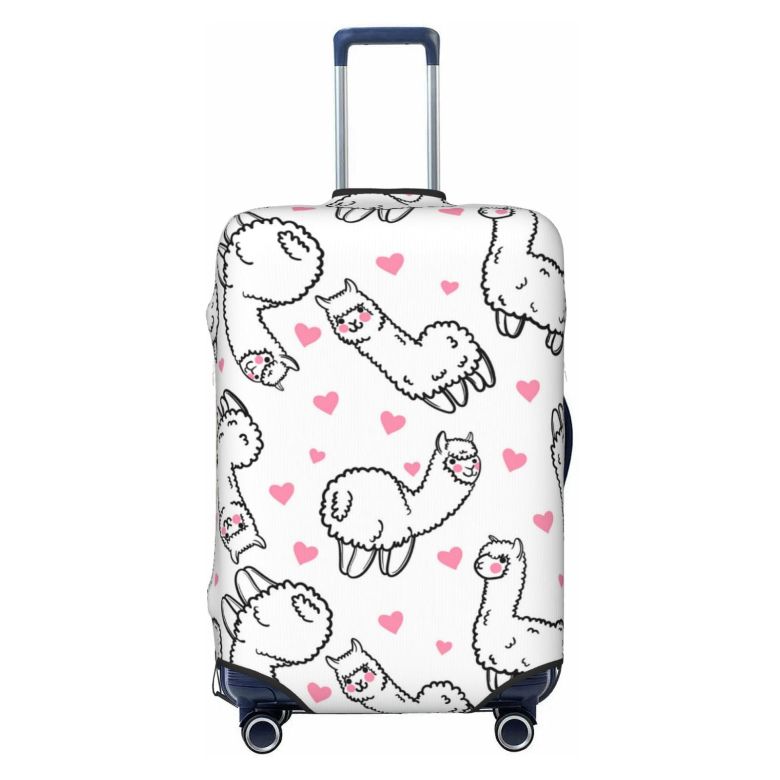 cute alpacas lama hearts white Luggage Cover, Elastic Suitcase Cover ...