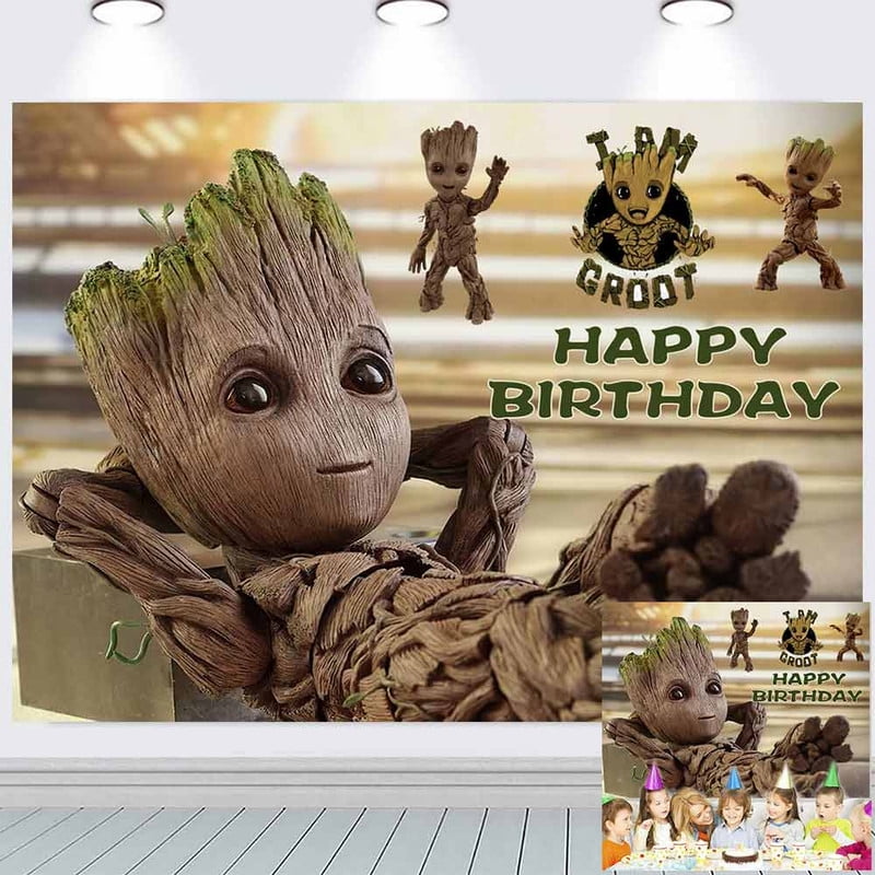 cute baby groot guardians of the galaxy Backdrop Banner Party Supplies ...