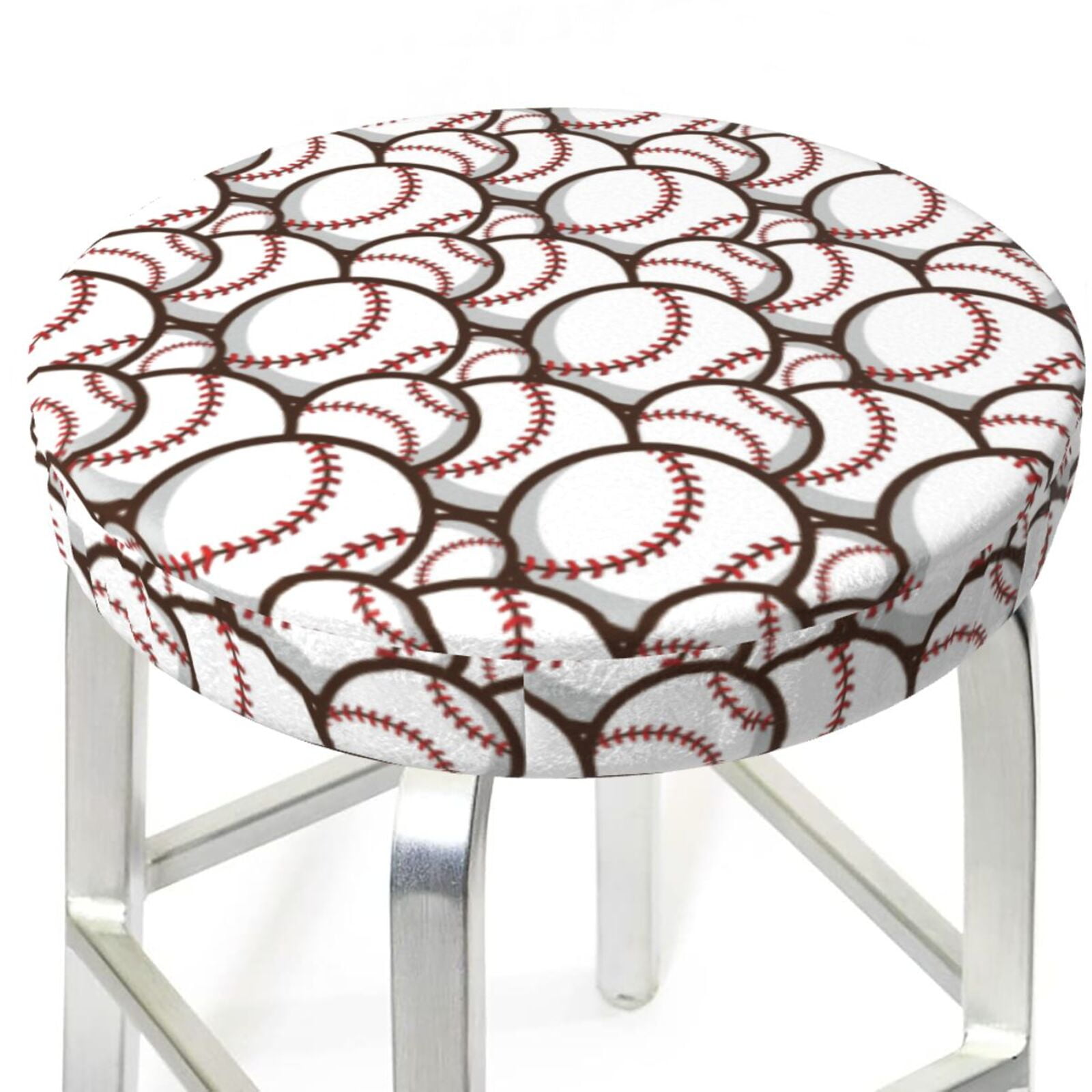cute baseball Bar Stool Covers Round - Washable Round Seat Covers ...