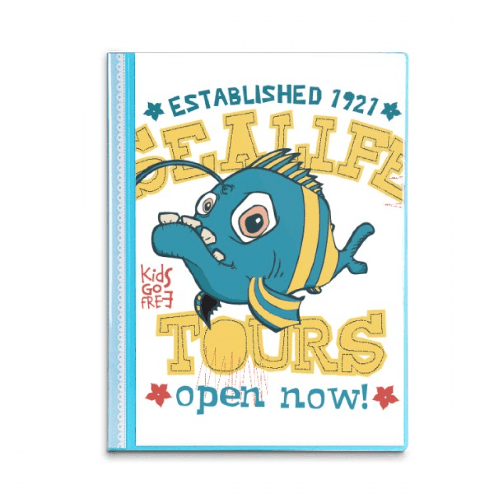cute blue yellow fish illustration book sheet protectors portfolio ...