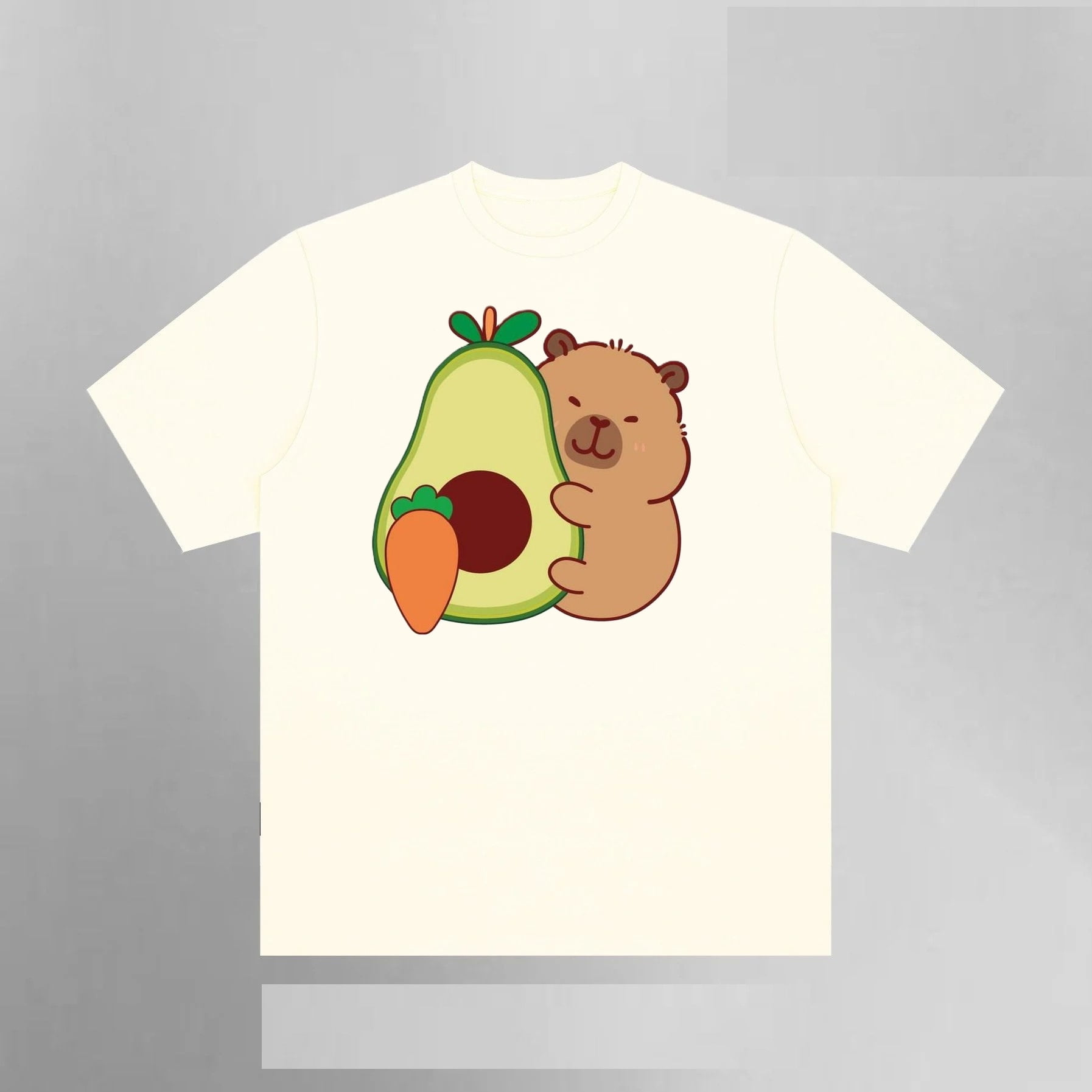 cute capybara with avocado and carrot, funny animal lover veggie ...