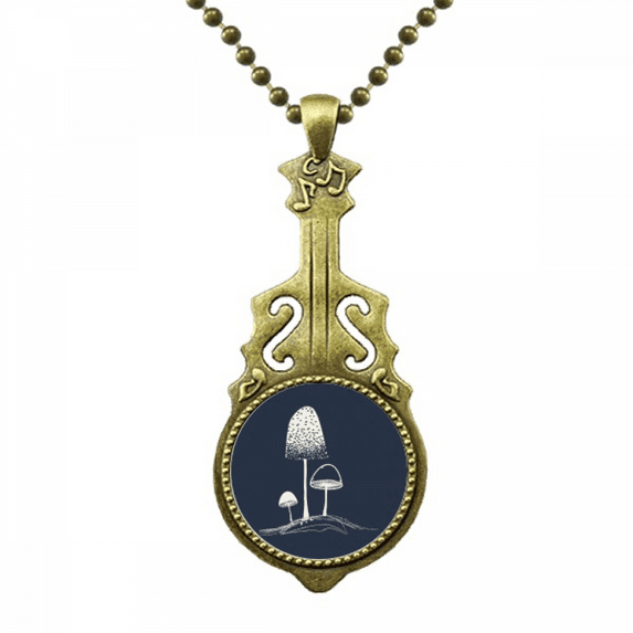 cute cartoon mushroom illustration necklace antique guitar jewelry ...