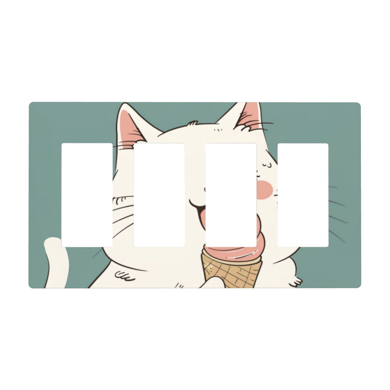 cute cat Switch Cover Decorative Wall Plate / 4-Gang Screwless ...
