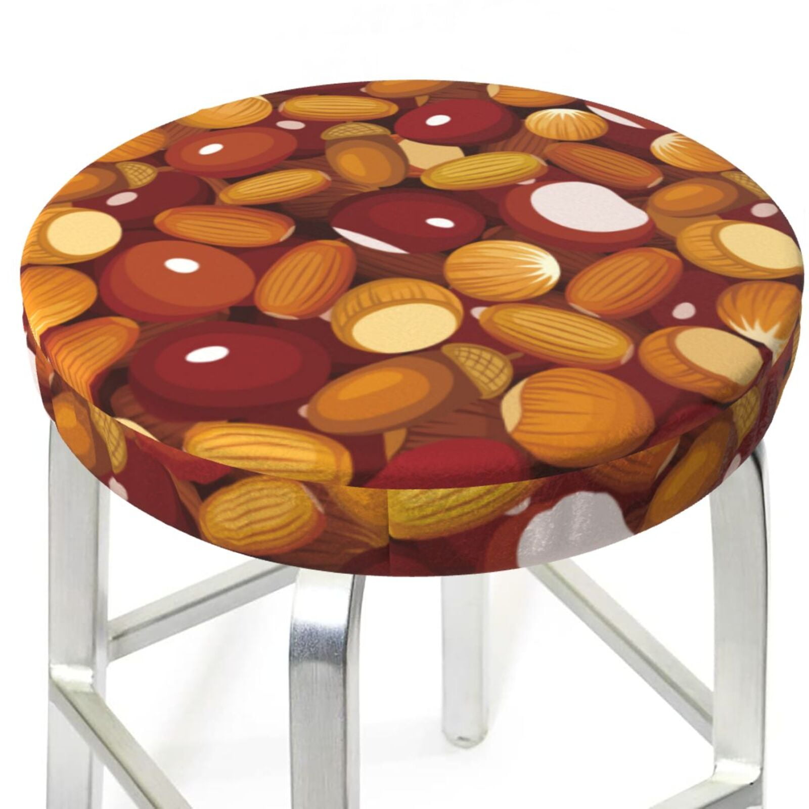 cute dried fruits Round Bar Stool Seat Covers, Elastic Round Chair ...