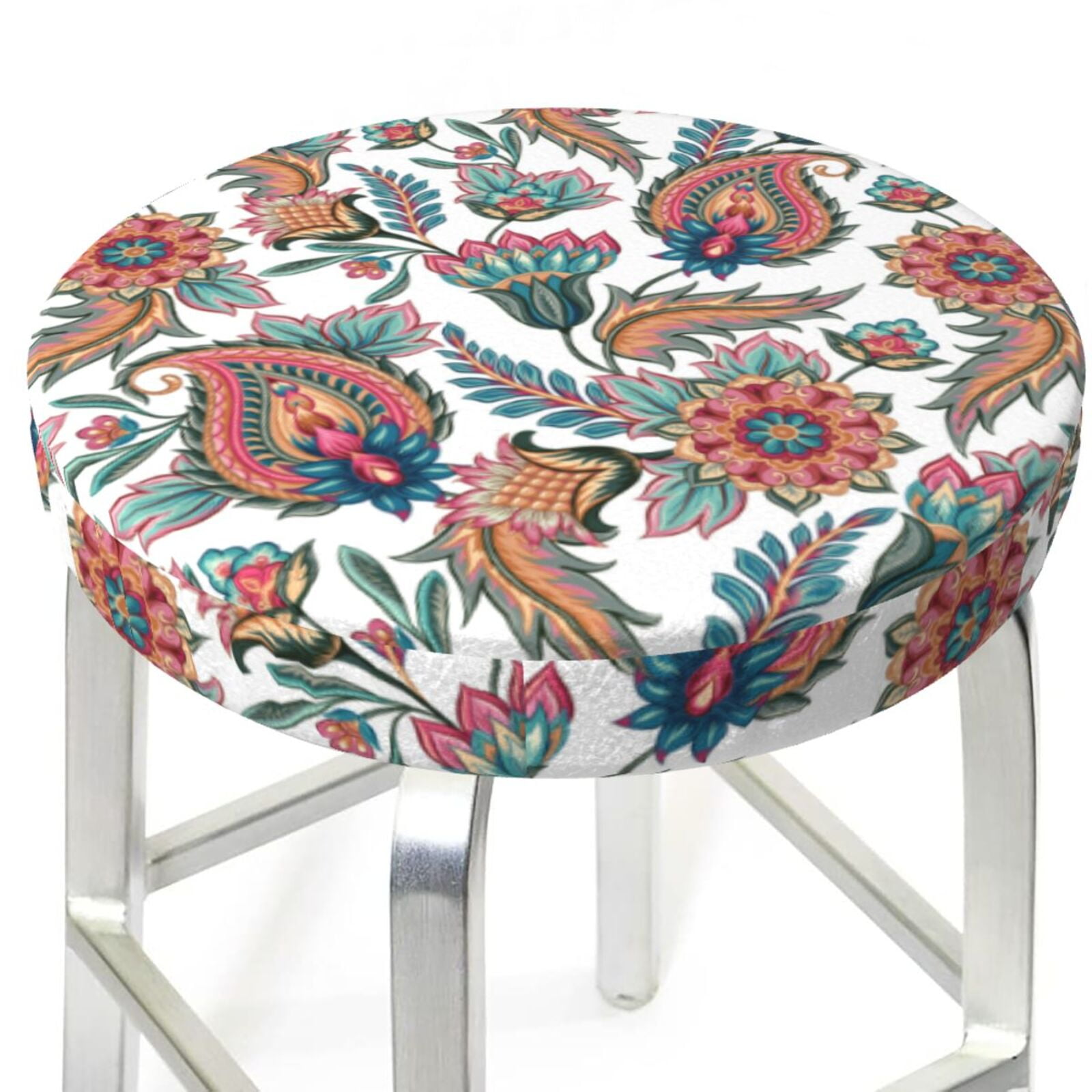 cute flowers Round Bar Stool Seat Covers, Elastic Round Chair Cover ...