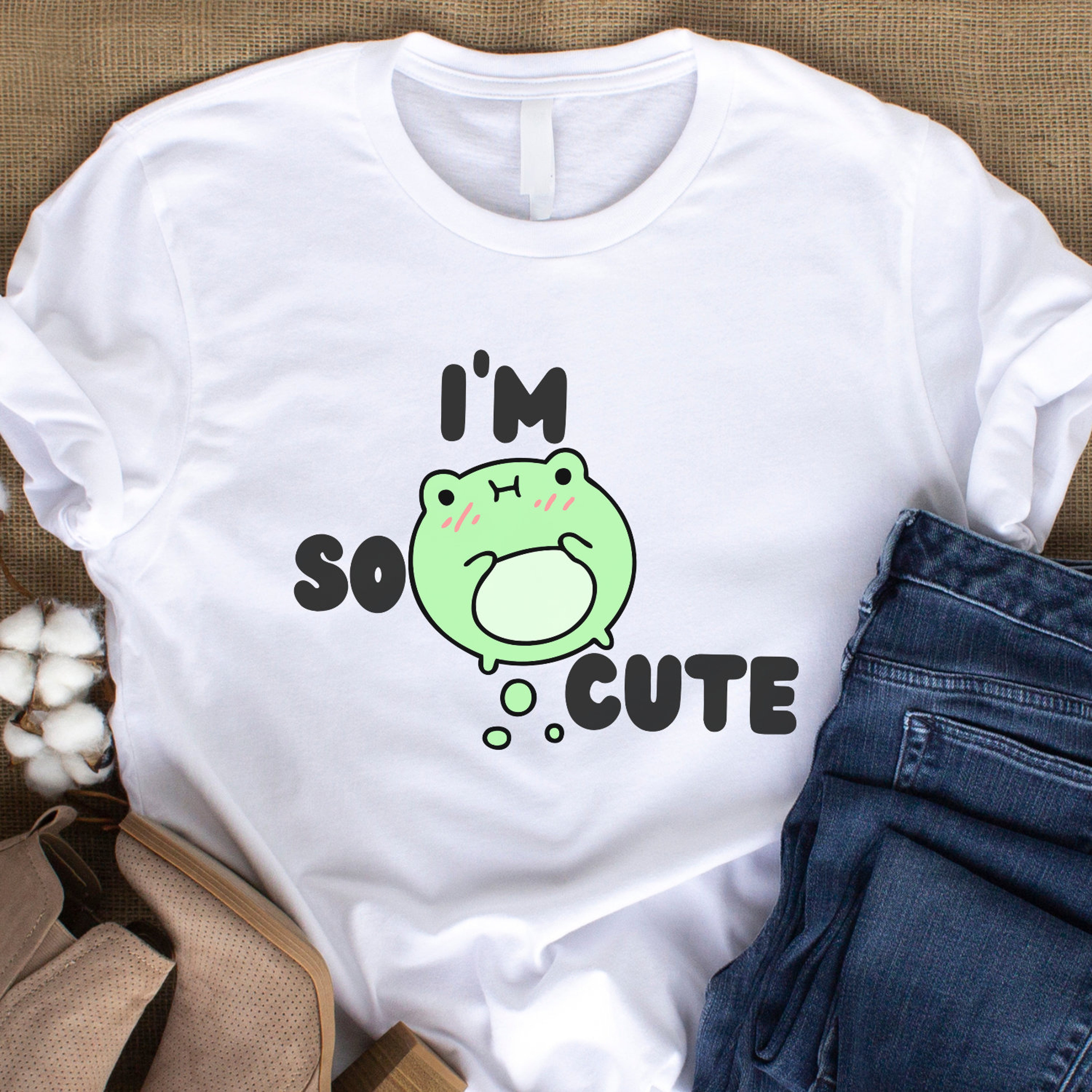 cute frog T-shirt, Girls trendy frog shirt, I'm so cute cartoon frog ...