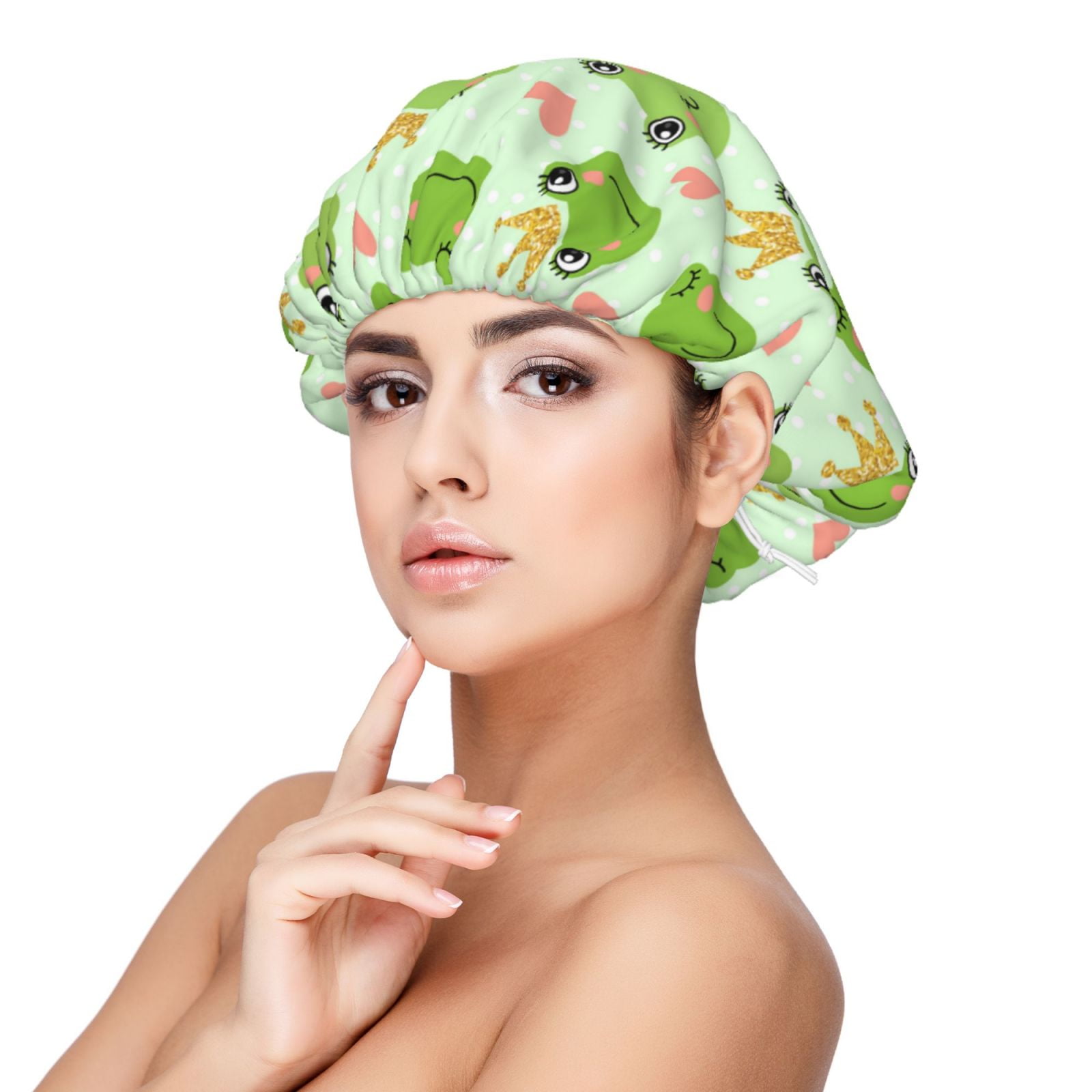cute frogs crowns dots heart green Silk Bonnet for Sleeping Women Men ...