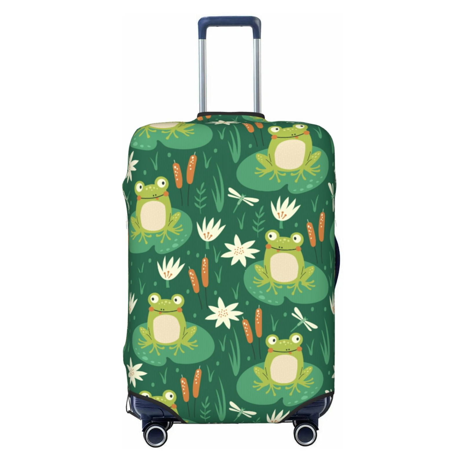 cute frogs dragonfly flower green Luggage Cover, Elastic Suitcase Cover ...