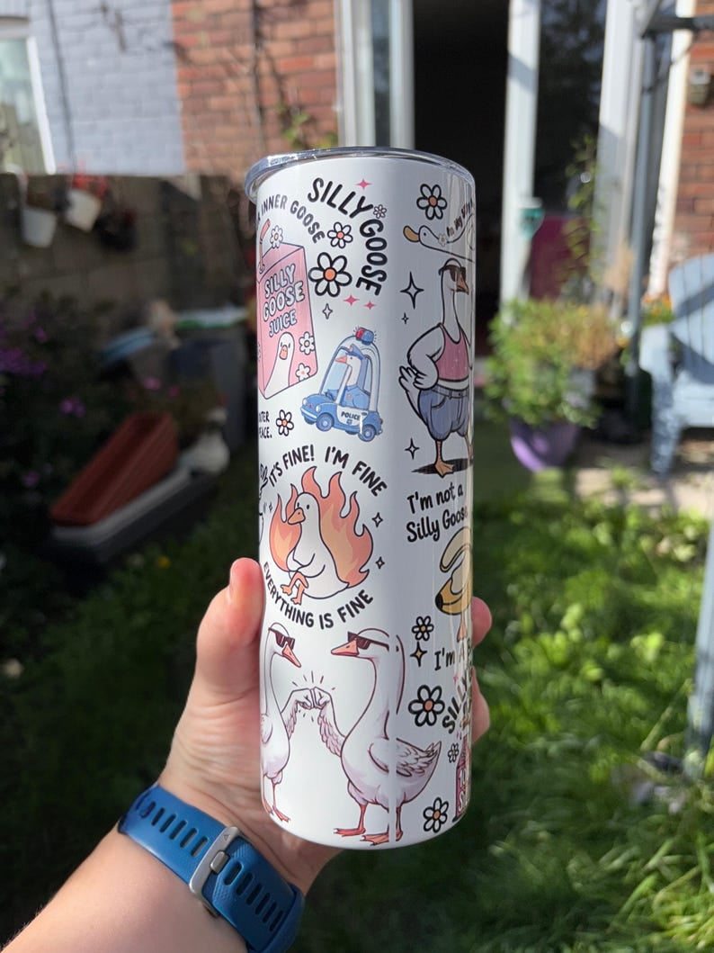 A cute goose image can be applied to the mug along with your own name ...