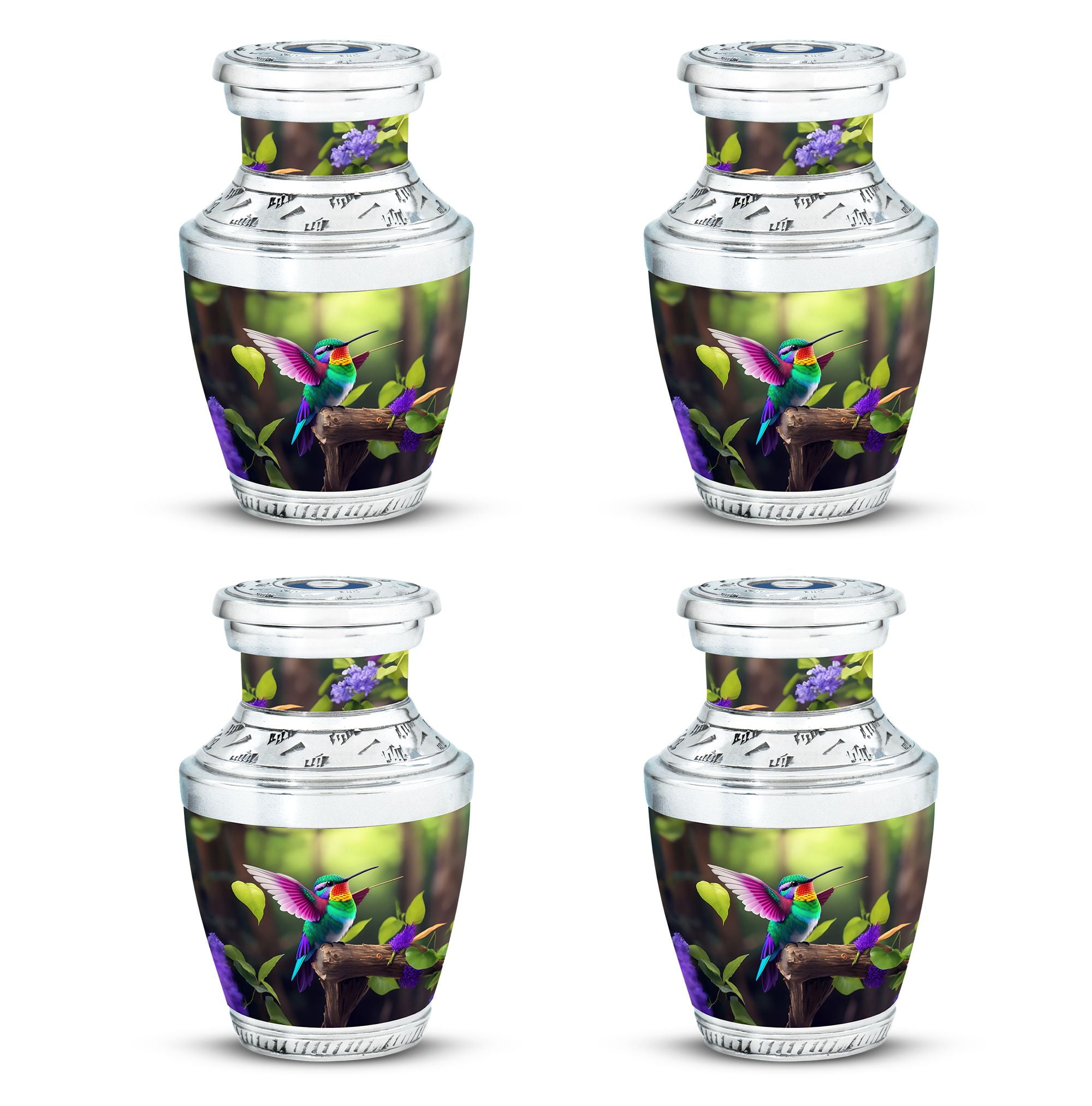 cute hummingbird with colorful plumage Sleek Small Urn for Ashes ...