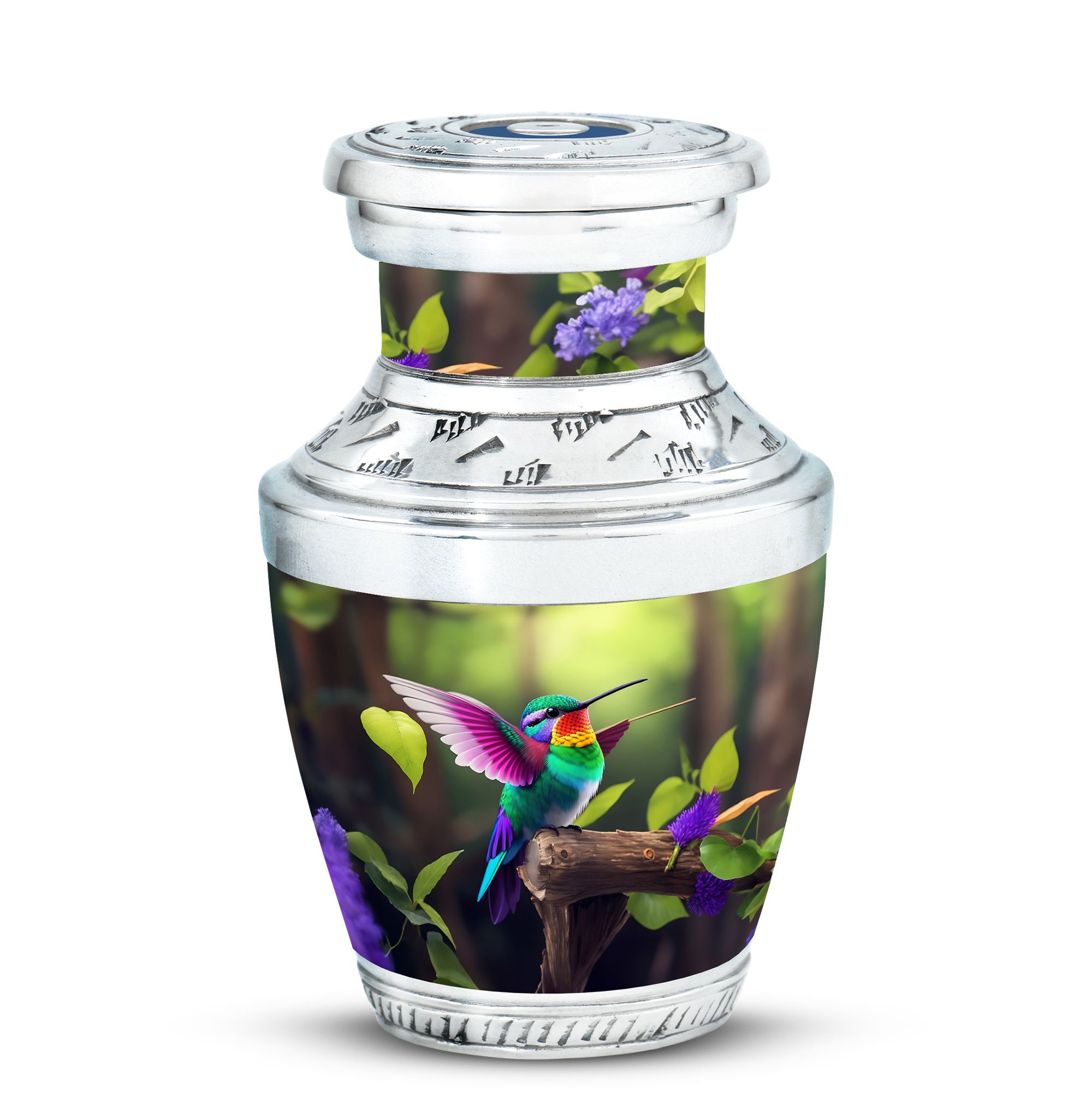 cute hummingbird with colorful plumage Small Memorial Urn for Precious ...