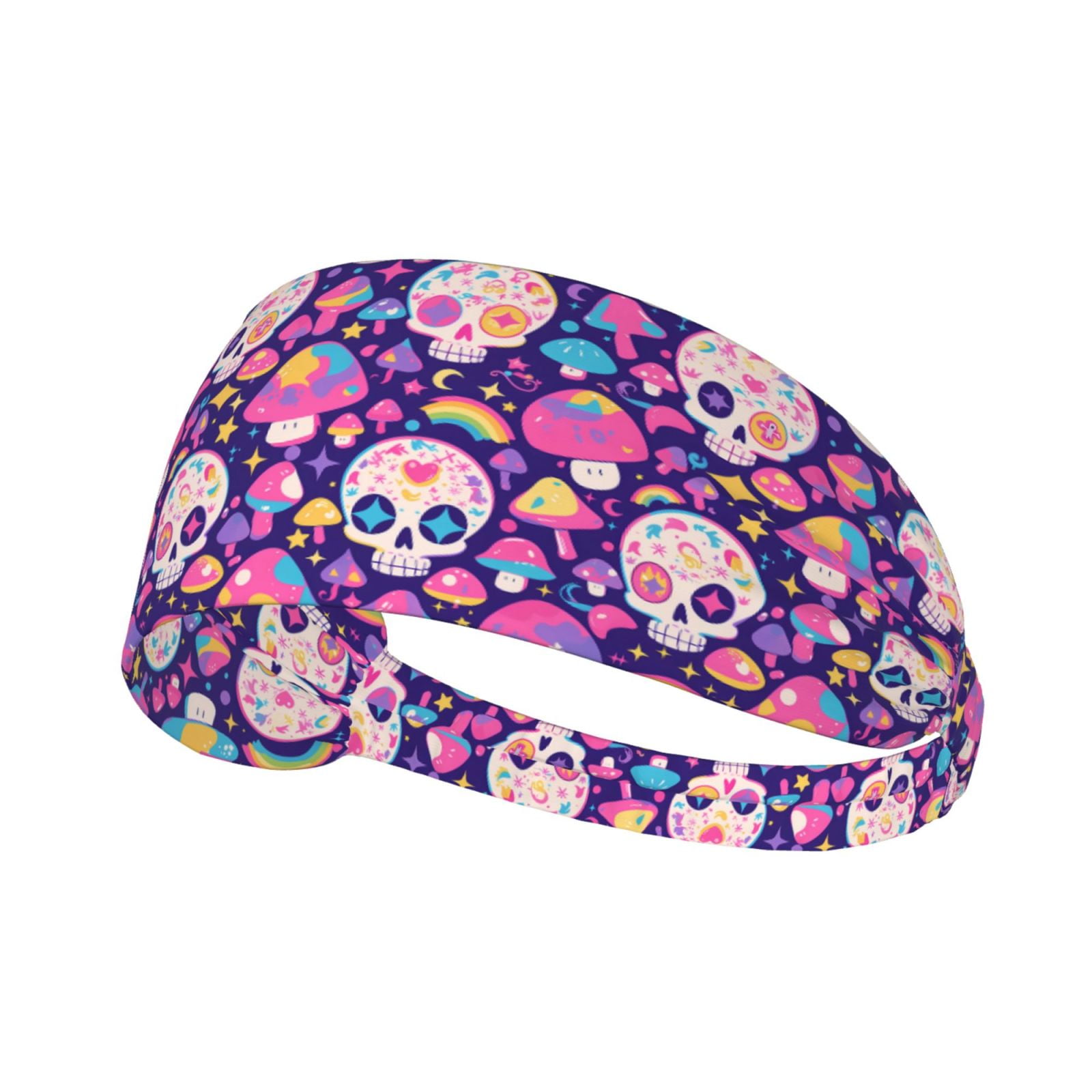 cute rainbow mushroom Skull Sweat Band Sports Headbands for Men & Women ...