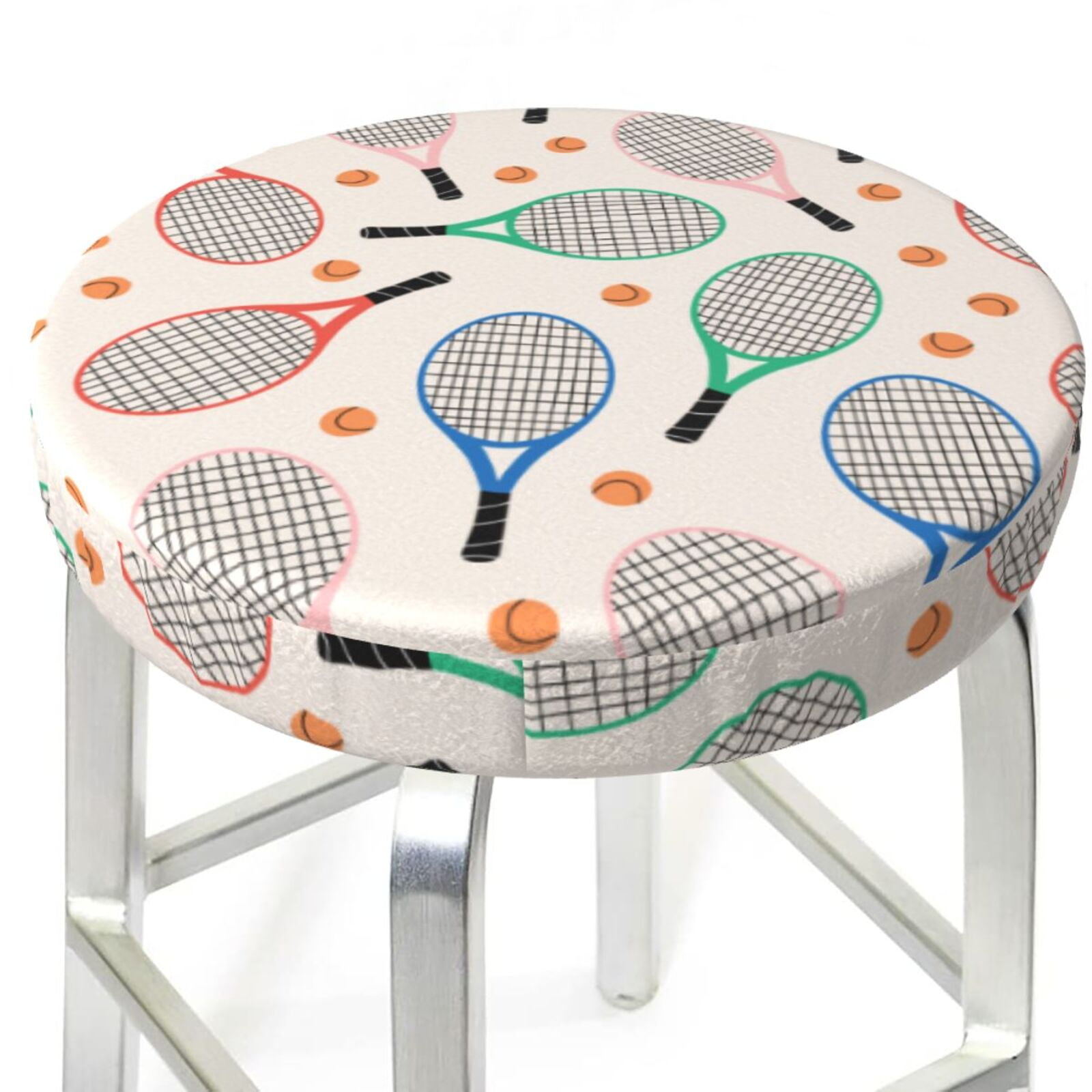 cute tennis racket Bar Stool Covers - Stretch Round Seat Covers with ...