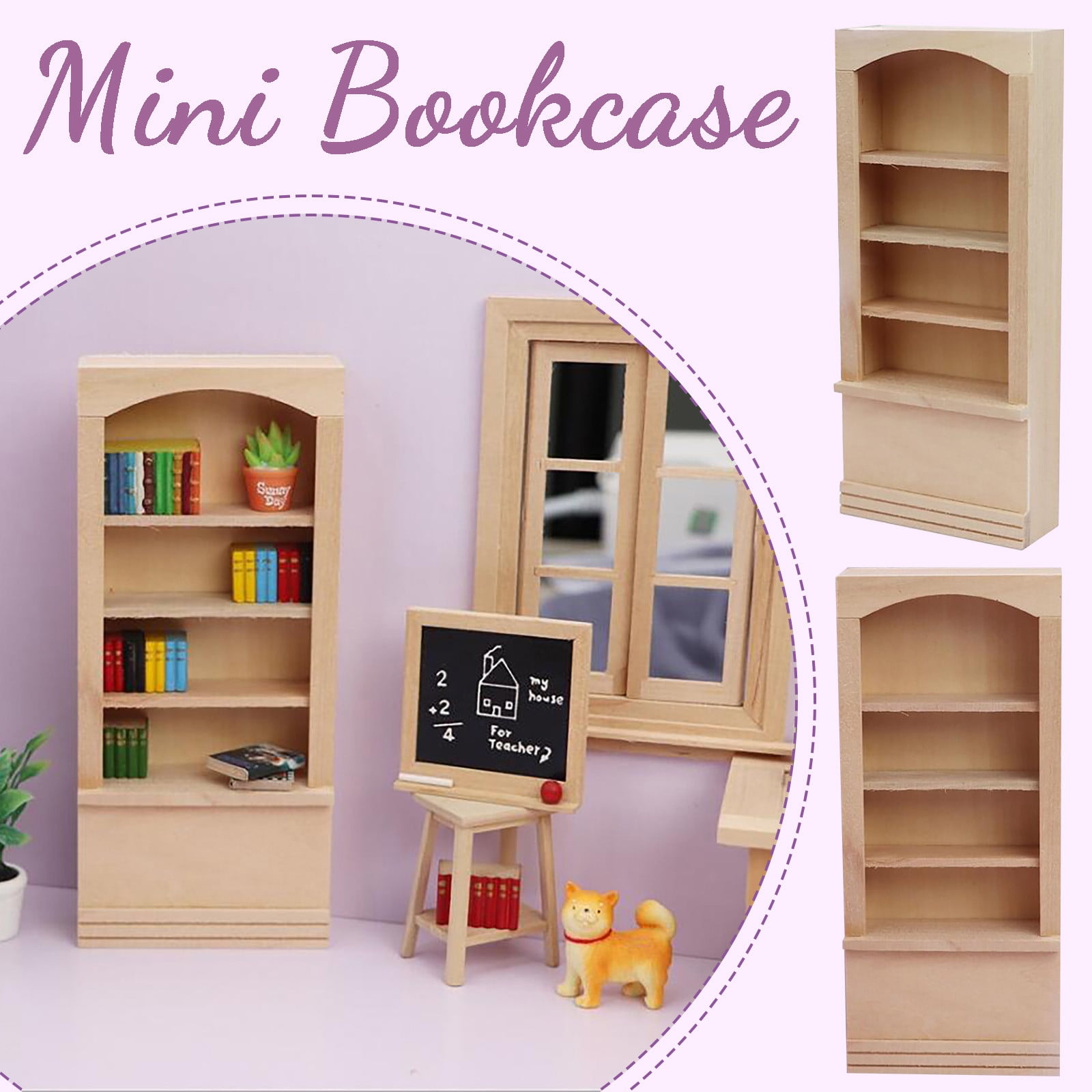 cuyhtdup 1/12 Mini Bookcase,Bookcase Prop,1:12 Scale Dollhouse Bookcase ...