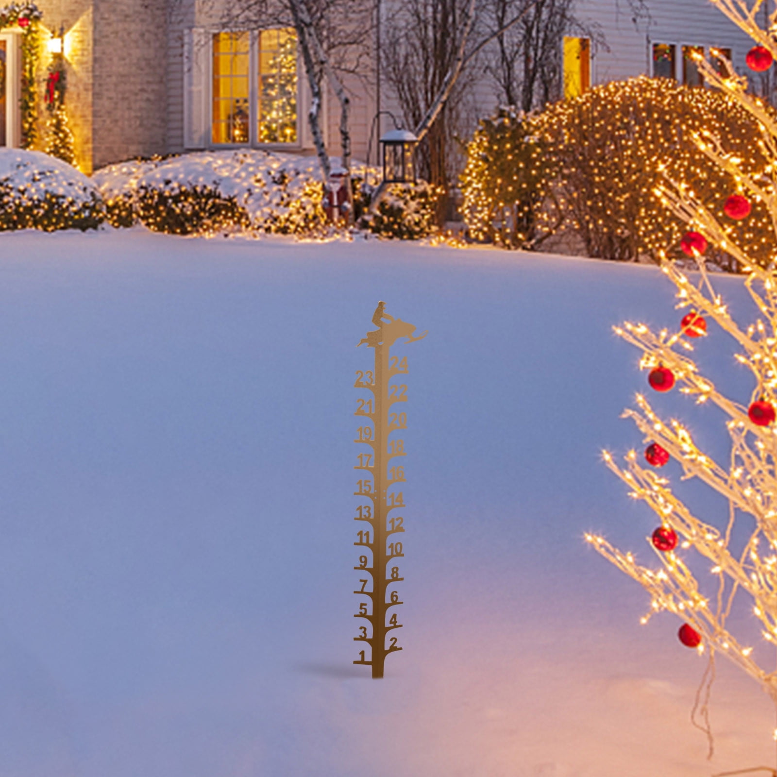 cuyhtdup 24-Inch Metal Garden Snow Gauge with Decorative Motorcycle ...