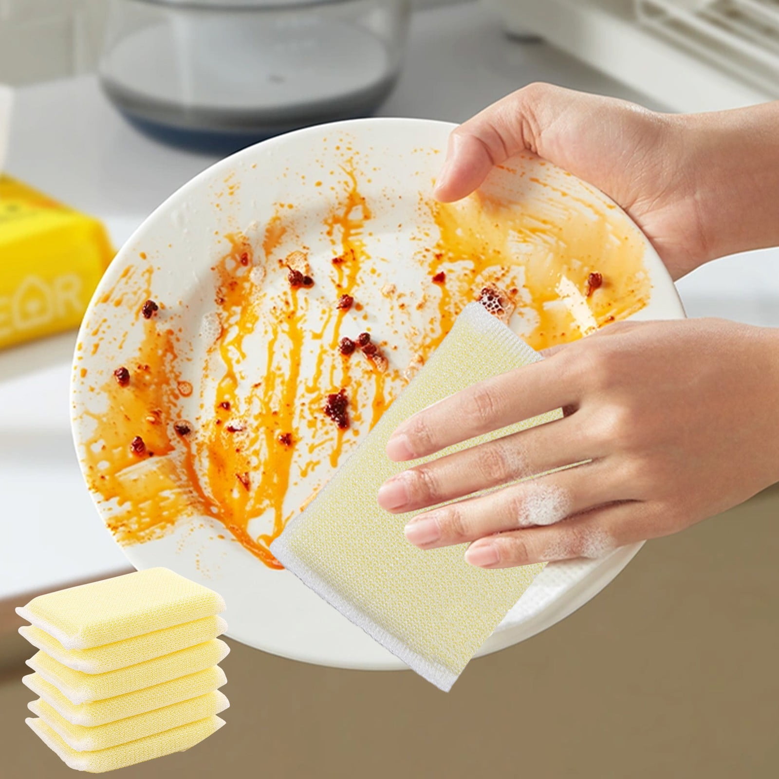 cuyhtdup 6 Pc Multipurpose Cleaning Sponges- No-Scratch Kitchen Sponges ...