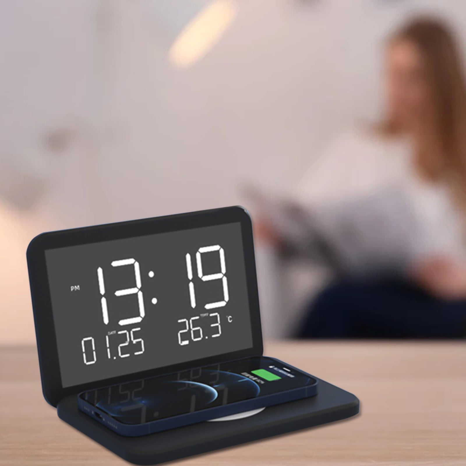 cuyhtdup Digital Alarm Clock,Mirror Surface LED Electronic Clocks,with ...