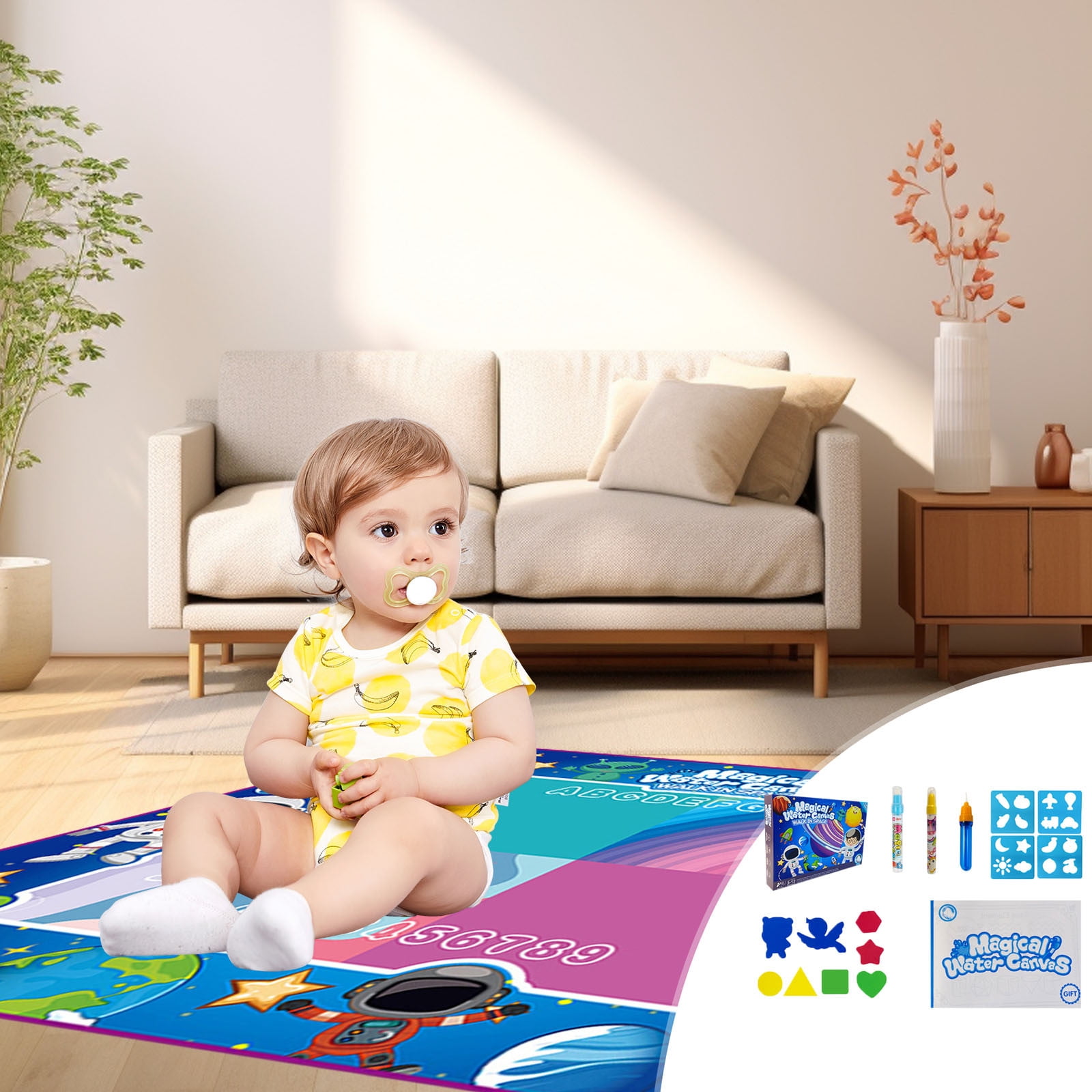 cuyhtdup Kids Water Drawing Mat Set - Reusable Magic Doodle Board with ...