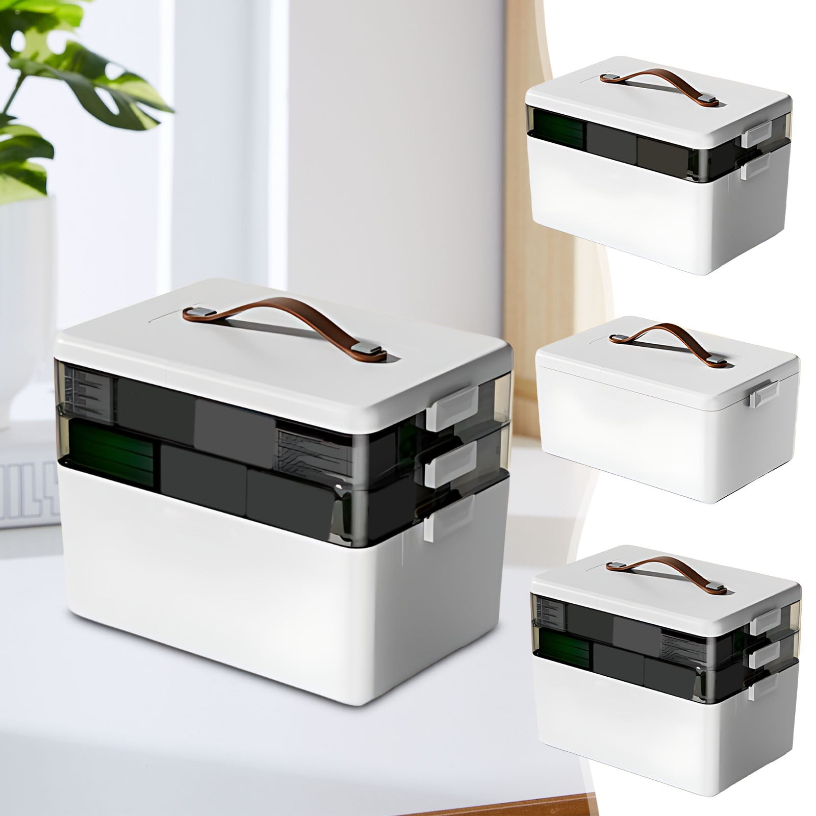 cuyhtdup Large Capacity First Aid Storage Box with Leather Handle ...