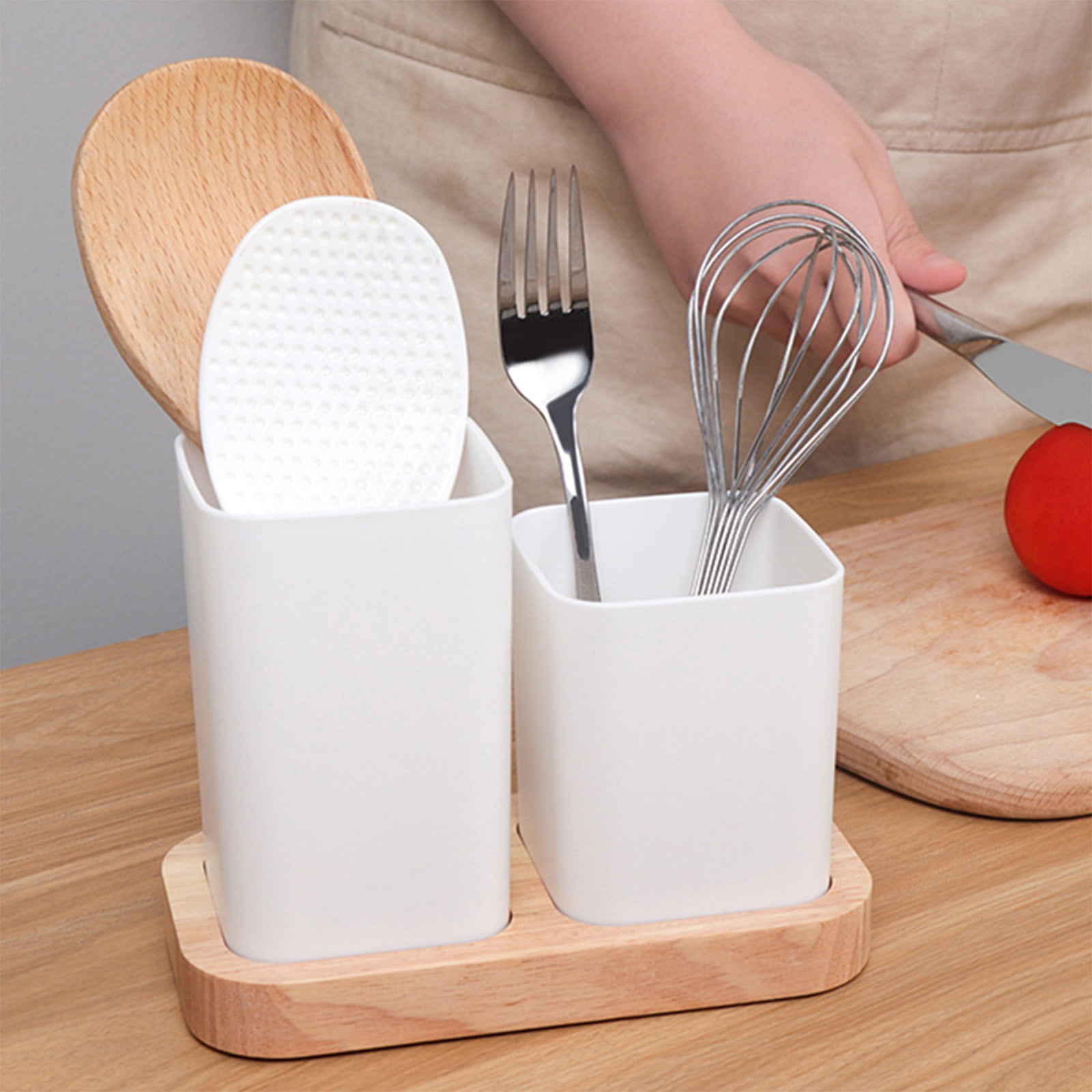 cuyhtdup Organizer Box Household O-ak Base Cutlery Storage Box, Kitchen ...