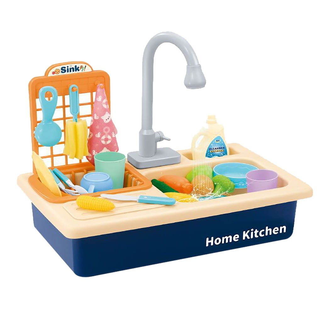 Play Kitchen Sink, Realistic Pretend Dishwasher Toy, Automatic Water ...