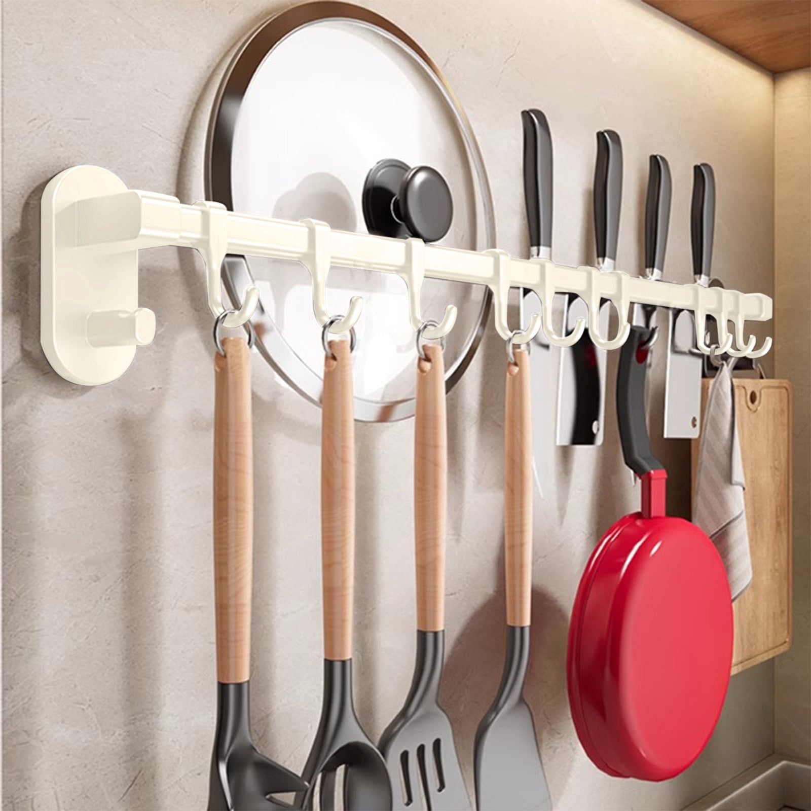 cuyhtdup Rack Kitchen Hook Rack No Hole Hanging Rod Wall Mounted ...
