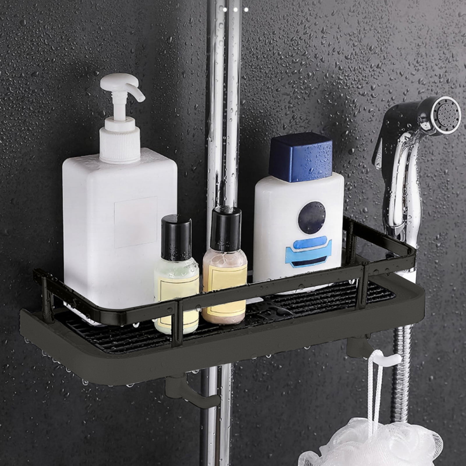 cuyhtdup Rack Shower Rack Punch- Shower Caddy Shelves Slide Bar For ...