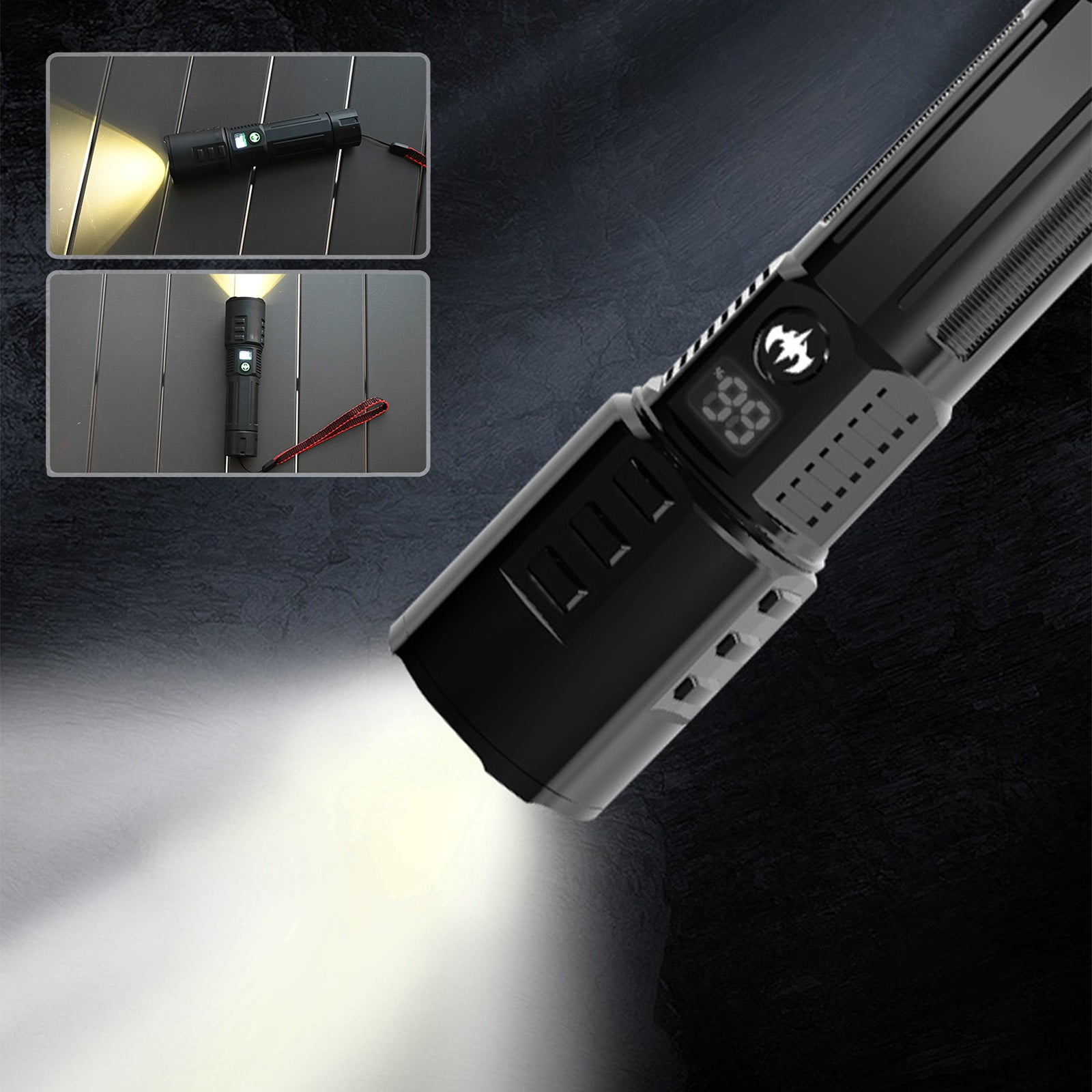 cuyhtdup Rechargeable LED Flashlight with 3 Brightness Modes, Mechanical Focus, & Battery ...