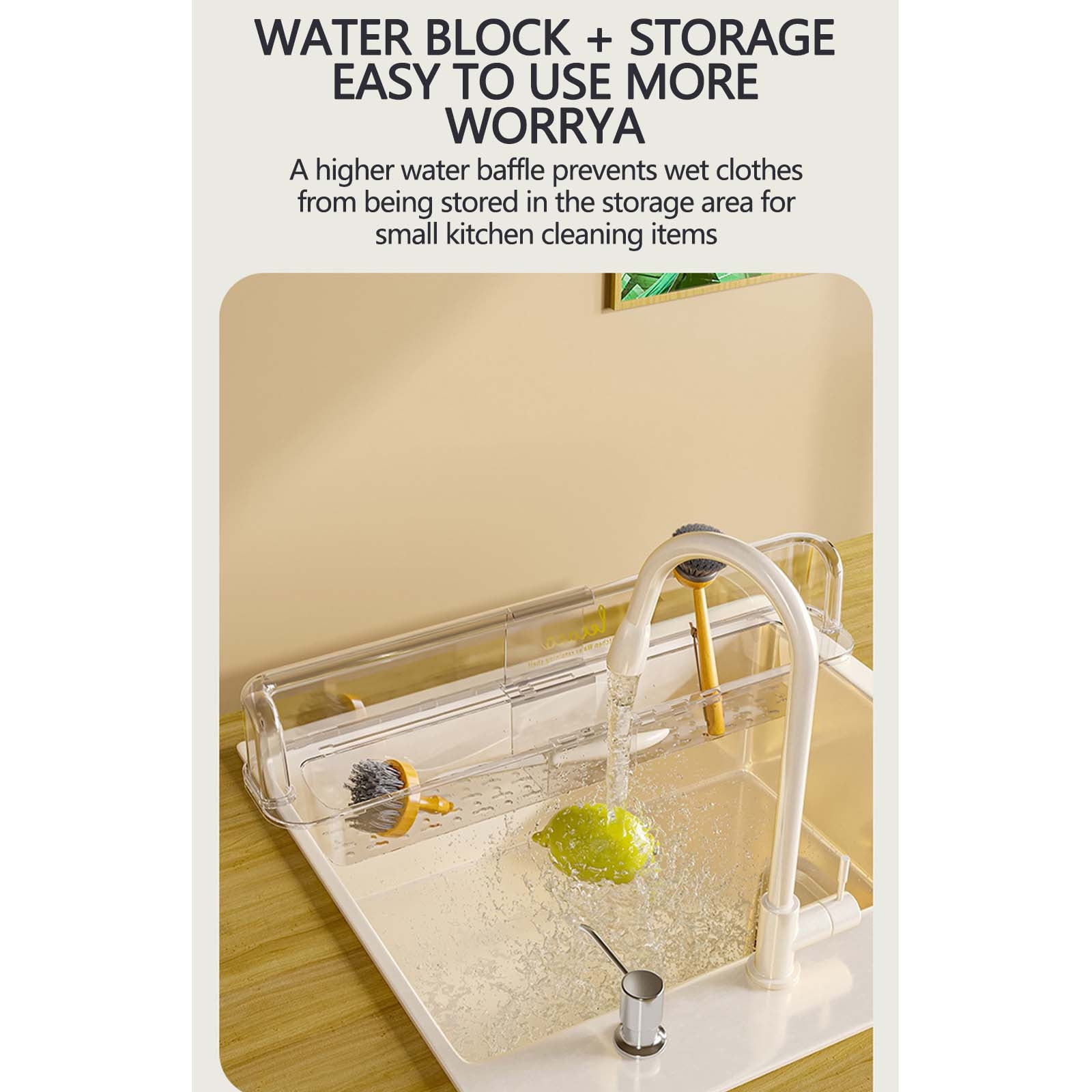 cuyhtdup Retractable Sink Storage Organizer Rack with Splash Guard ...